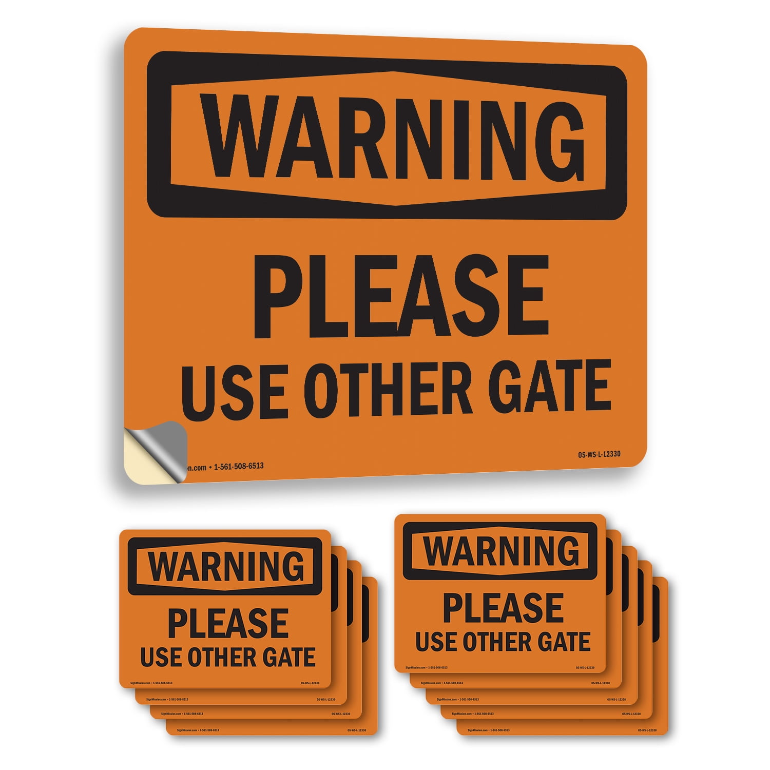 Please Use Other Gate OSHA WARNING Vinyl Decal Label 18 Inch x 12 Inch ...