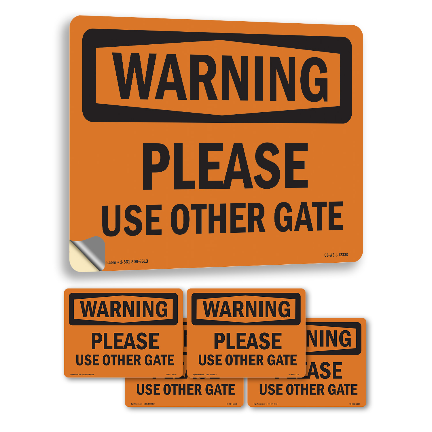 Please Use Other Gate OSHA WARNING Vinyl Decal Label 24 Inch x 18 Inch ...