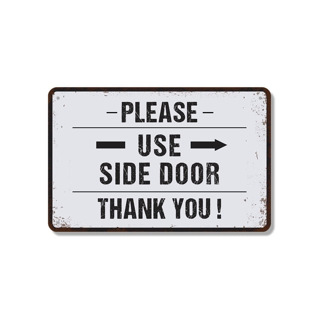 Please Use Side Door (2 Pack) 7 Inch x 10 Inch Novelty Aluminum Metal ...