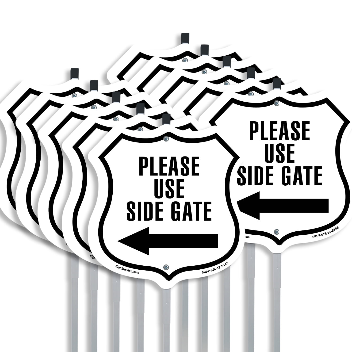 Please Use Side Gate Left (10 Pack) 12 inch X 12 inch Shield Shaped ...