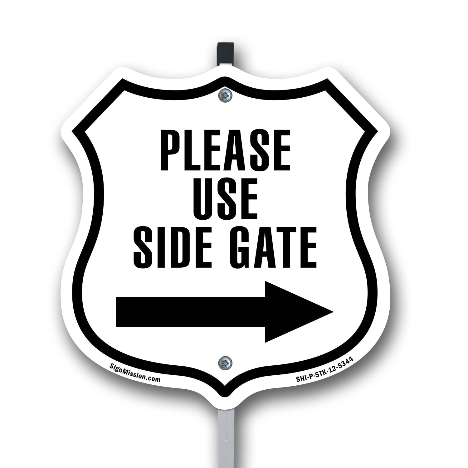 Please Use Side Gate Right 12 inch X 12 inch Shield Shaped Commercial ...