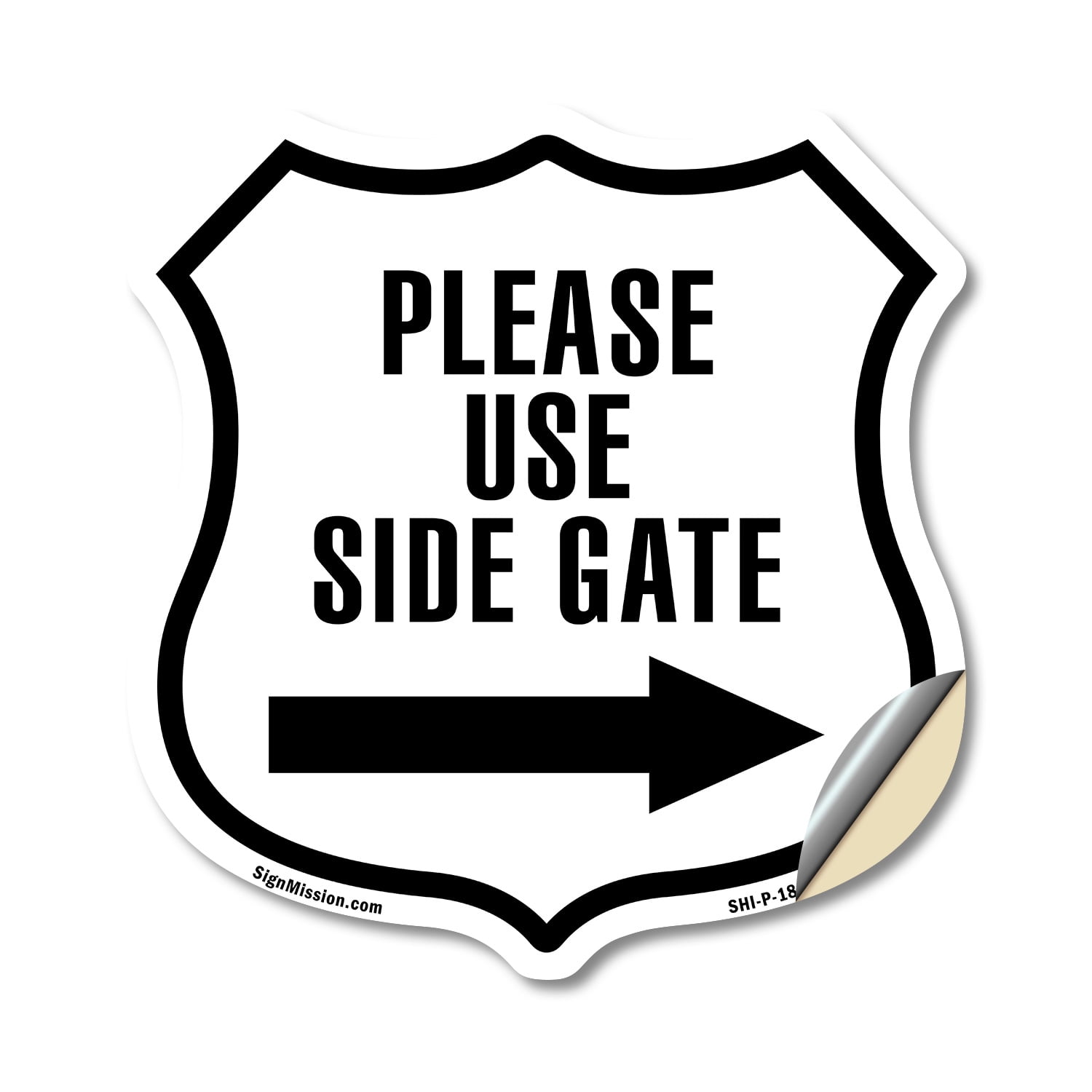 Please Use Side Gate Right (5 Pack) 4 inch X 4 inch Shield Shaped Heavy ...