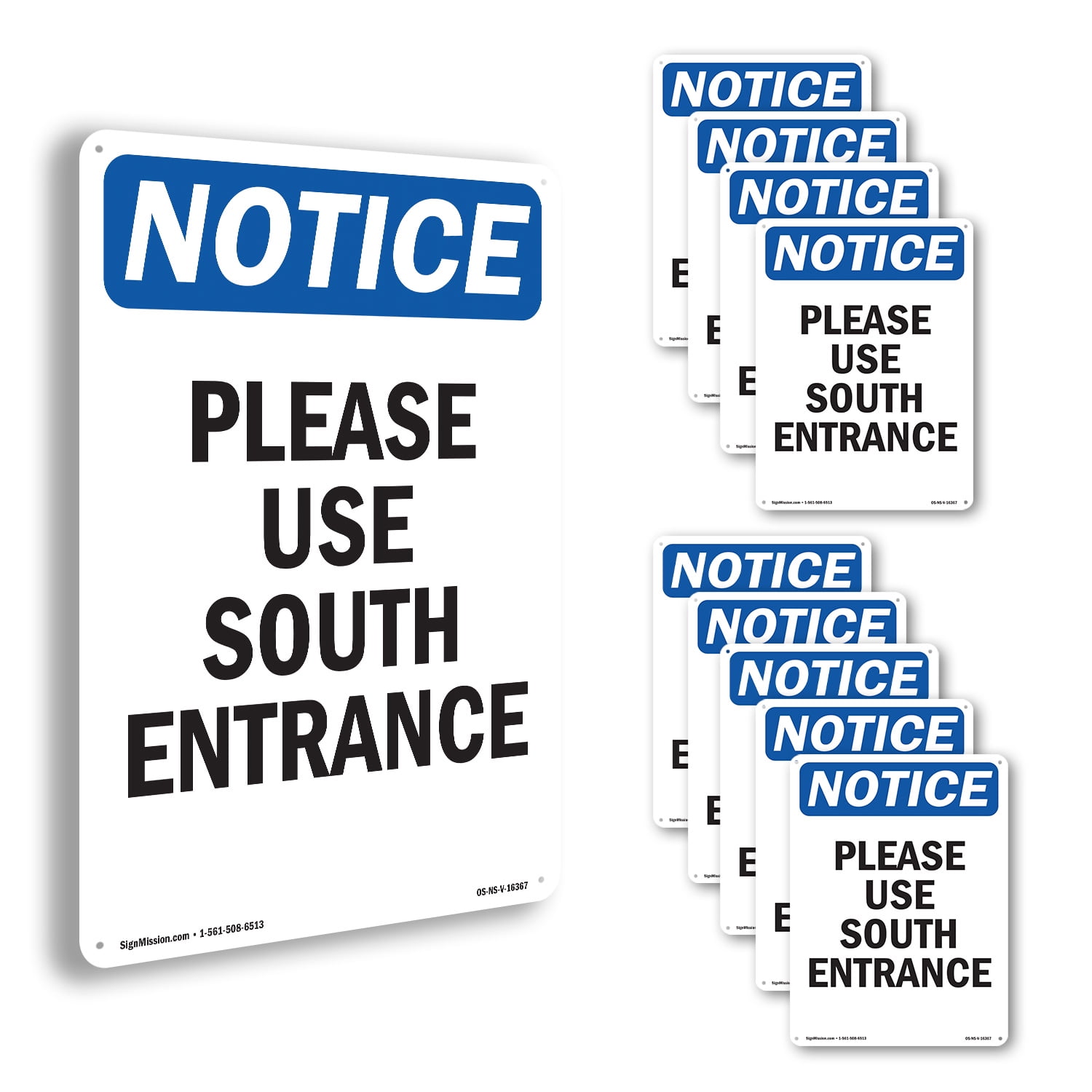 Please Use South Entrance OSHA Notice Aluminum Sign 10 Inch x 7 Inch ...