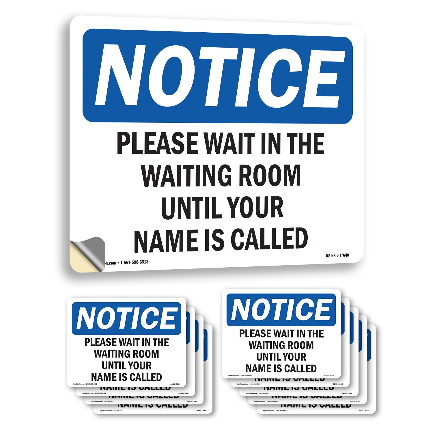 Please Wait In The Waiting Room Until Your OSHA Notice Vinyl Decal ...