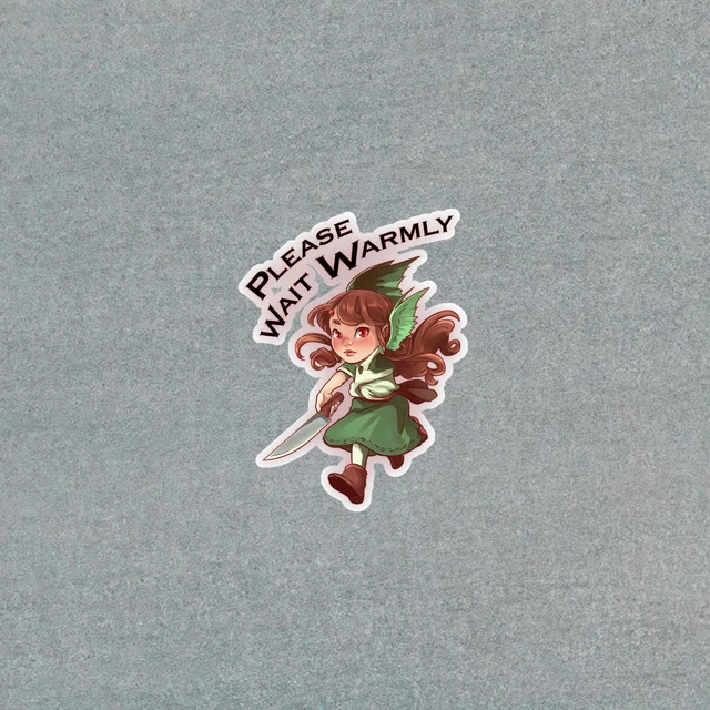 Please Wait Warmly Cute Fantasy Fairy Sticker - Whimsical Kawaii Anime ...