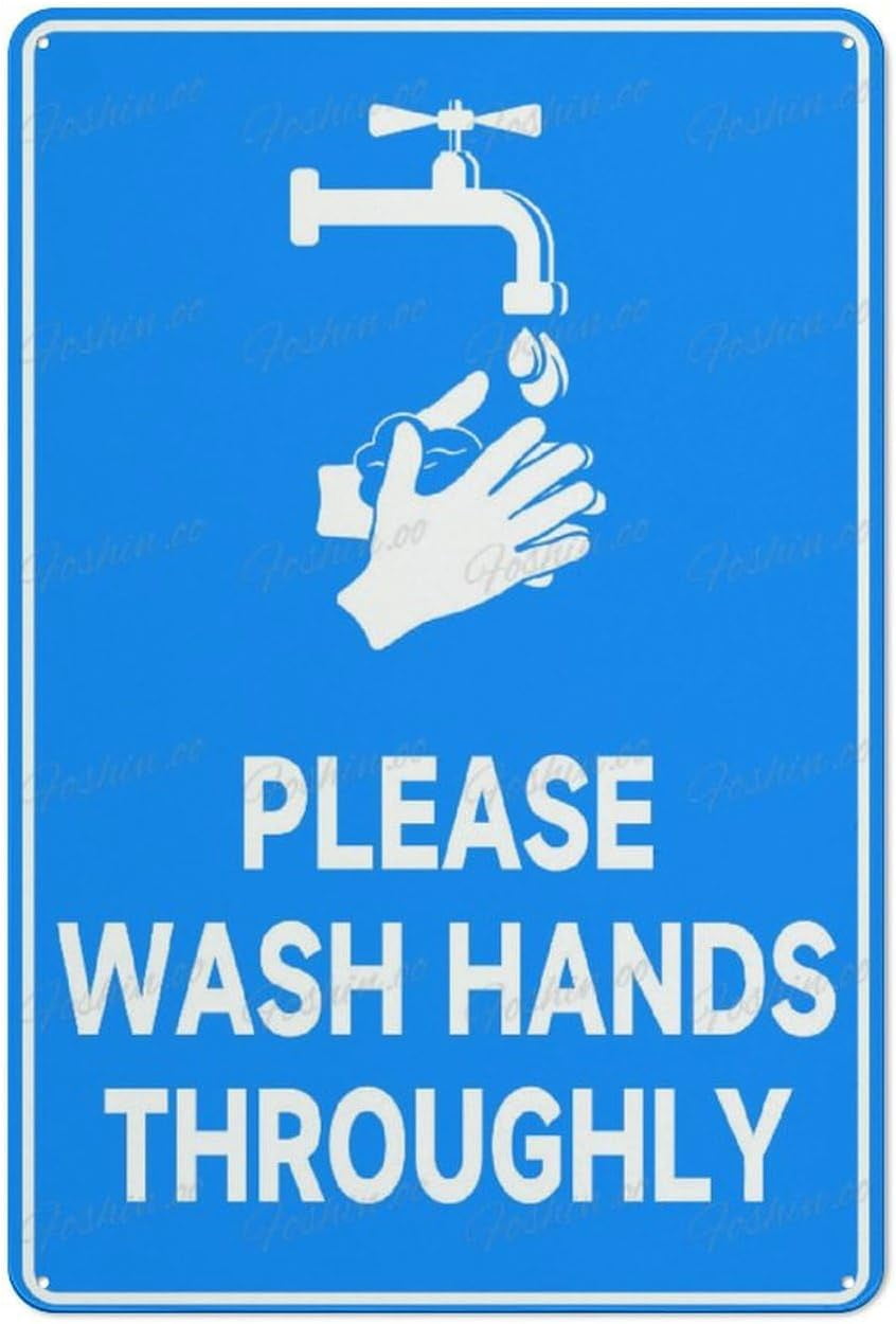 Please Wash Hands Thoroughly Sign Aluminum Metal Warning Sign ...