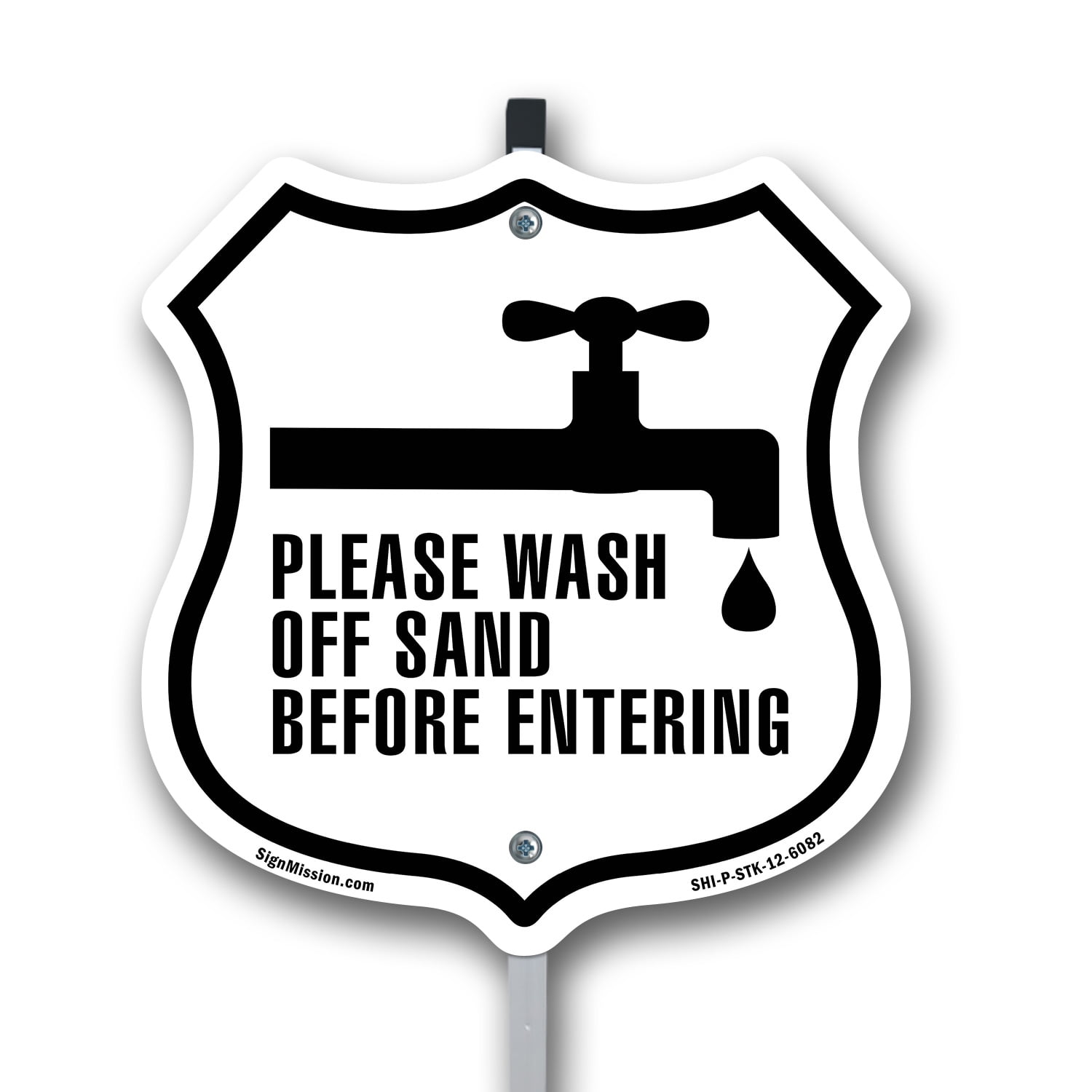 Please Wash Off Sand Before Entering 12 inch X 12 inch Shield Shaped ...