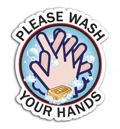 Please Wash Your Hands Sticker Vinyl Decal Sanitary Clean Warning Phone ...