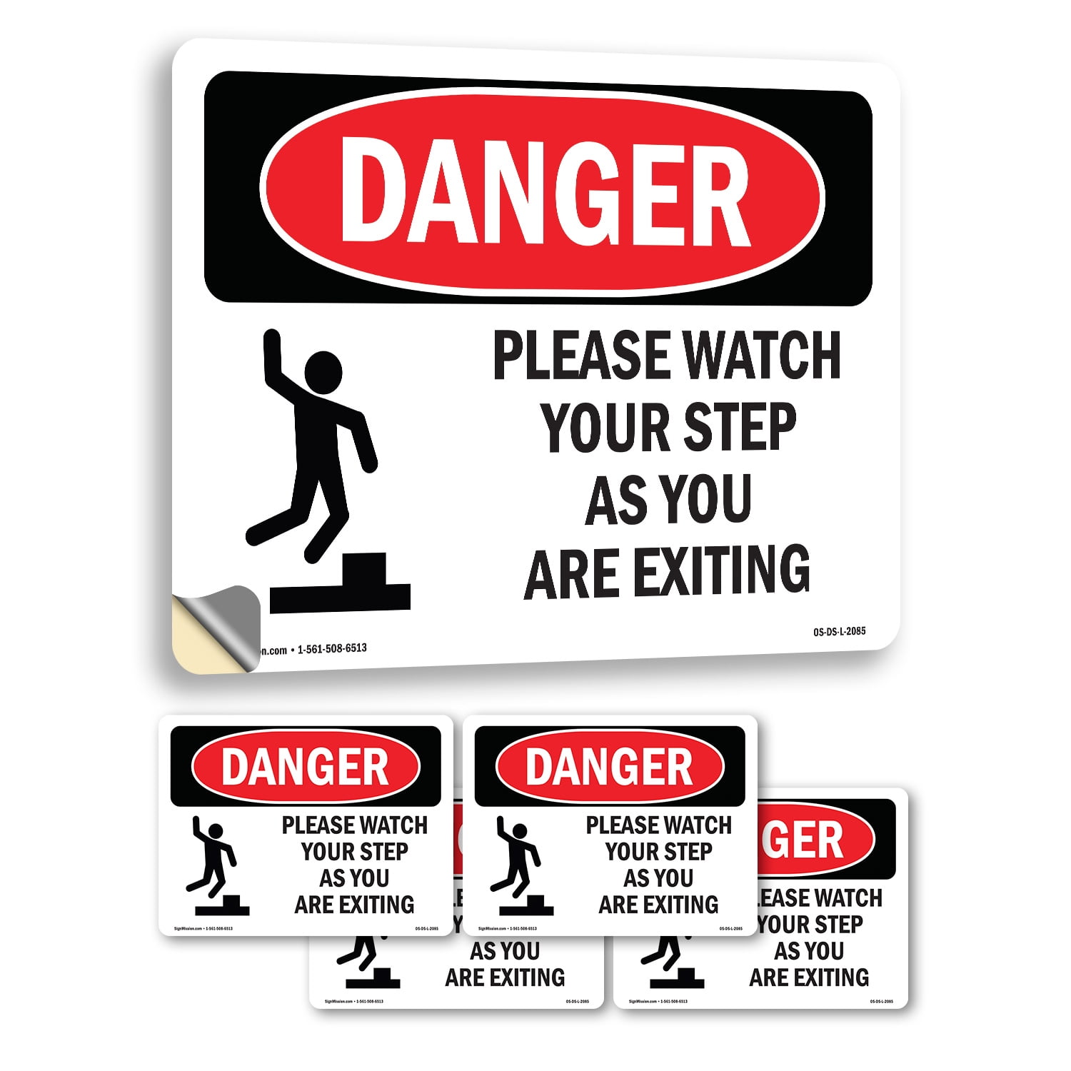 Please Watch Your Step As You OSHA Danger Vinyl Decal Label 5 Inch x 3. ...