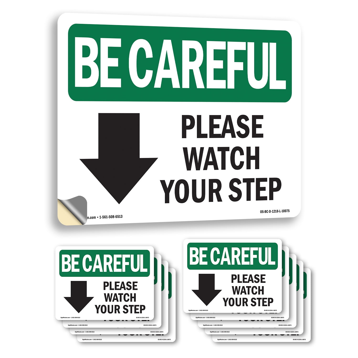 Please Watch Your Step [Down Arrow] With Symbol OSHA Be Careful Vinyl ...