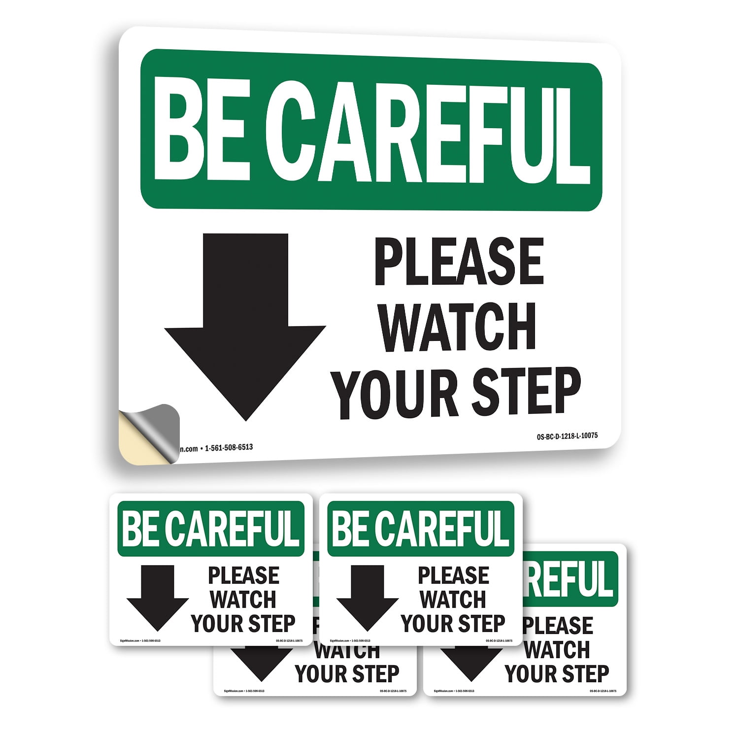 Please Watch Your Step [Down Arrow] With Symbol OSHA Be Careful Vinyl ...