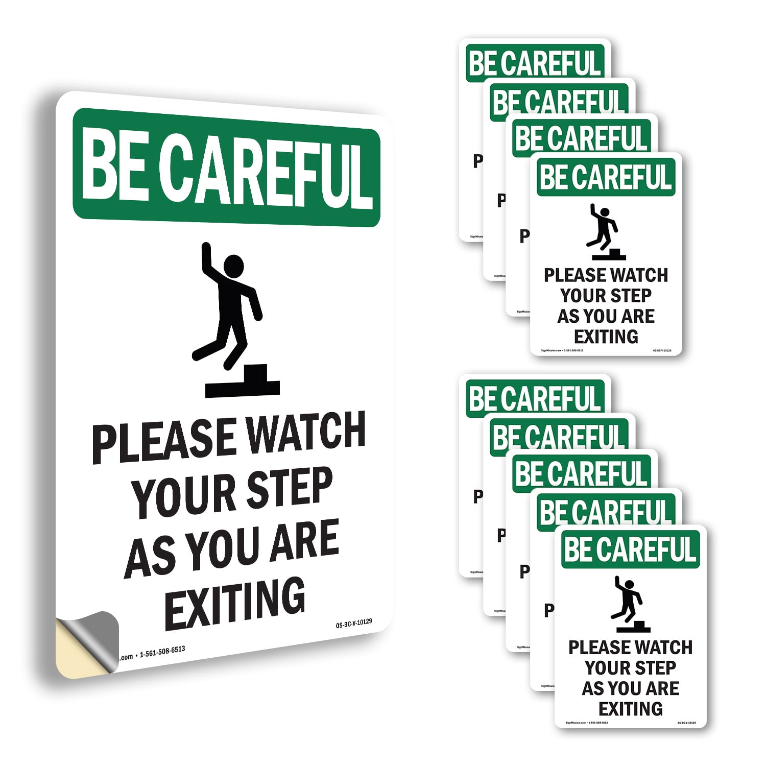 Please Watch Your Step With Symbol OSHA Be Careful Vinyl Decal Label 18 ...