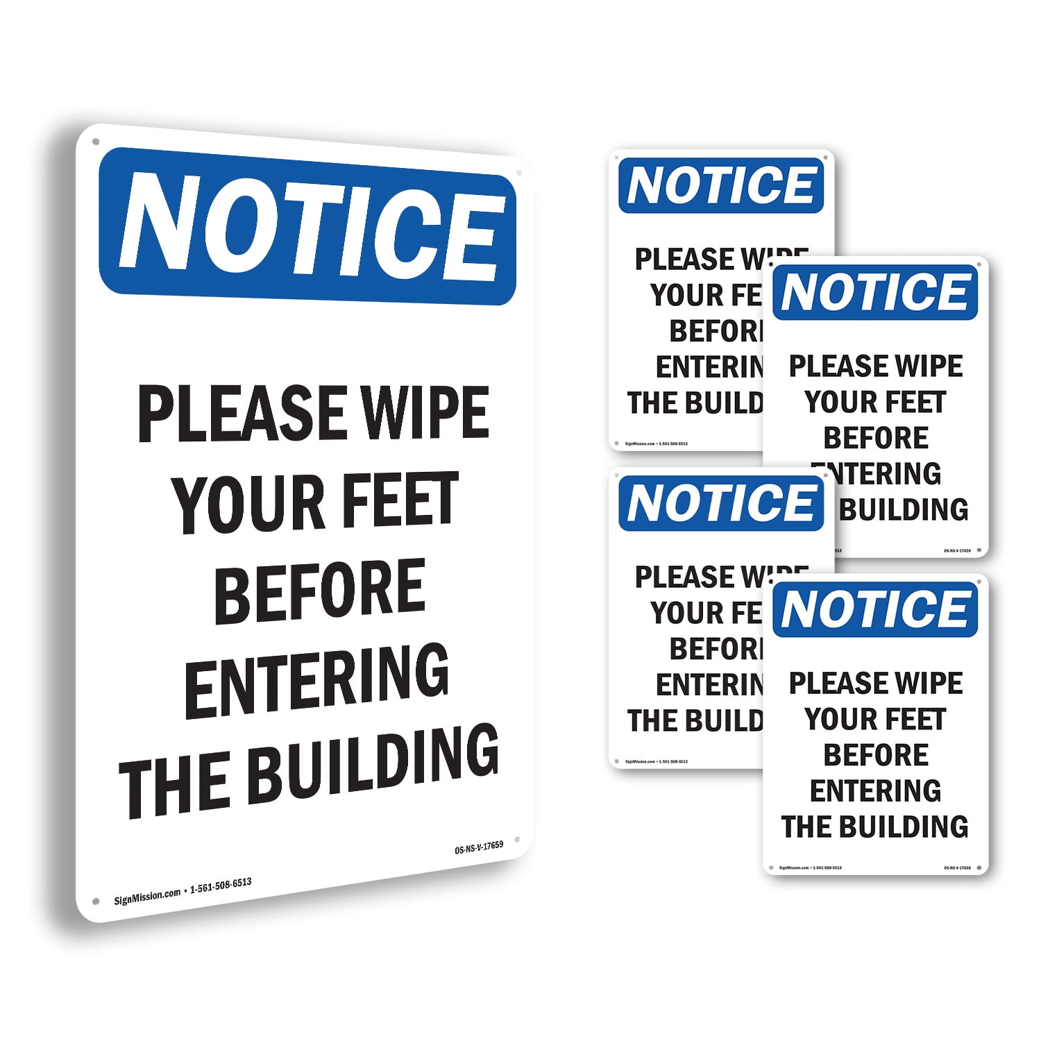 Please Wipe Your Feet Before Entering OSHA Notice Rigid Plastic Sign 24 ...