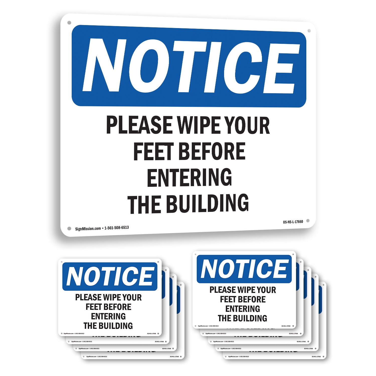 Please Wipe Your Feet Before Entering The Building OSHA Notice Rigid ...