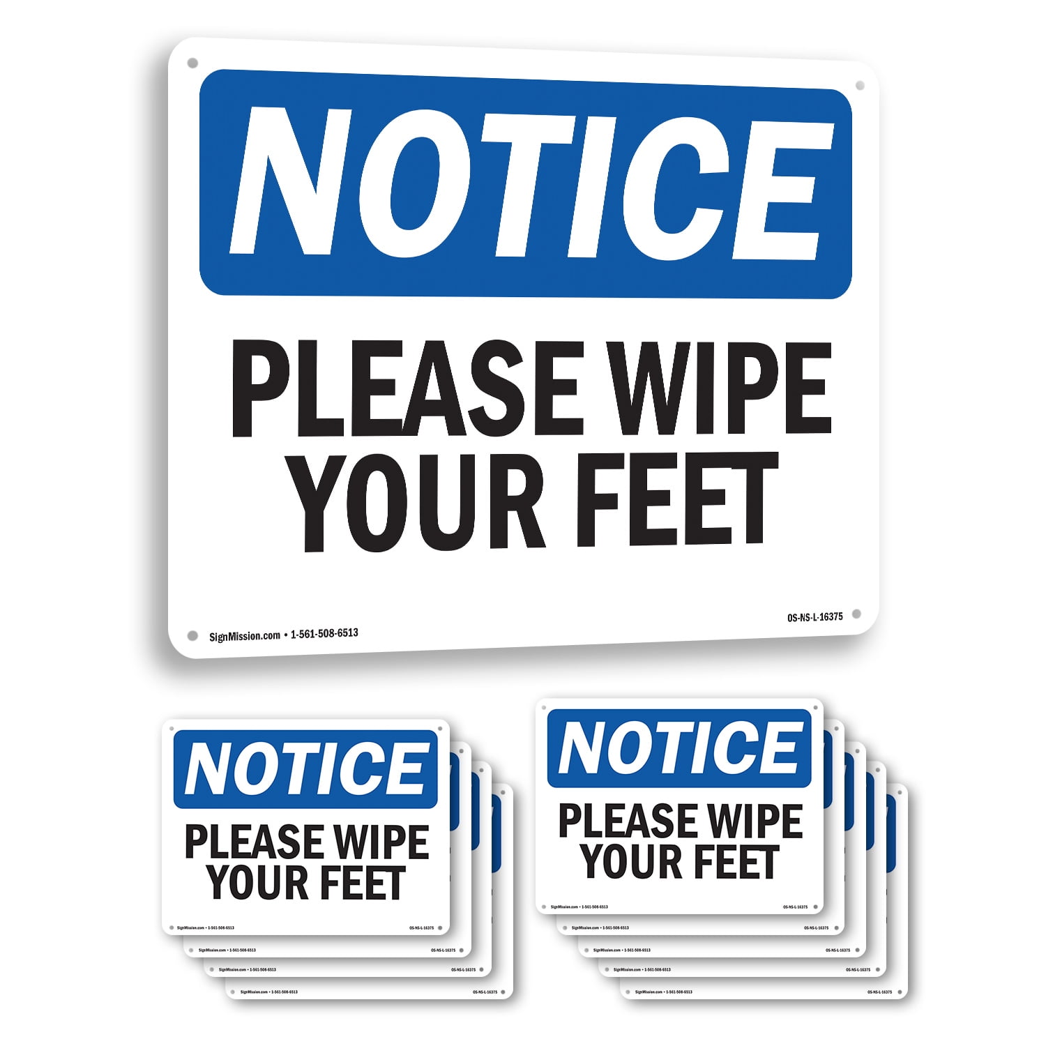 Please Wipe Your Feet OSHA Notice Rigid Plastic Sign 10 Inch x 7 Inch ...