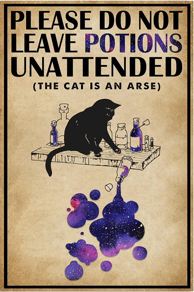 Please do not leave potions unattended the cat is an arse poster 24 x ...