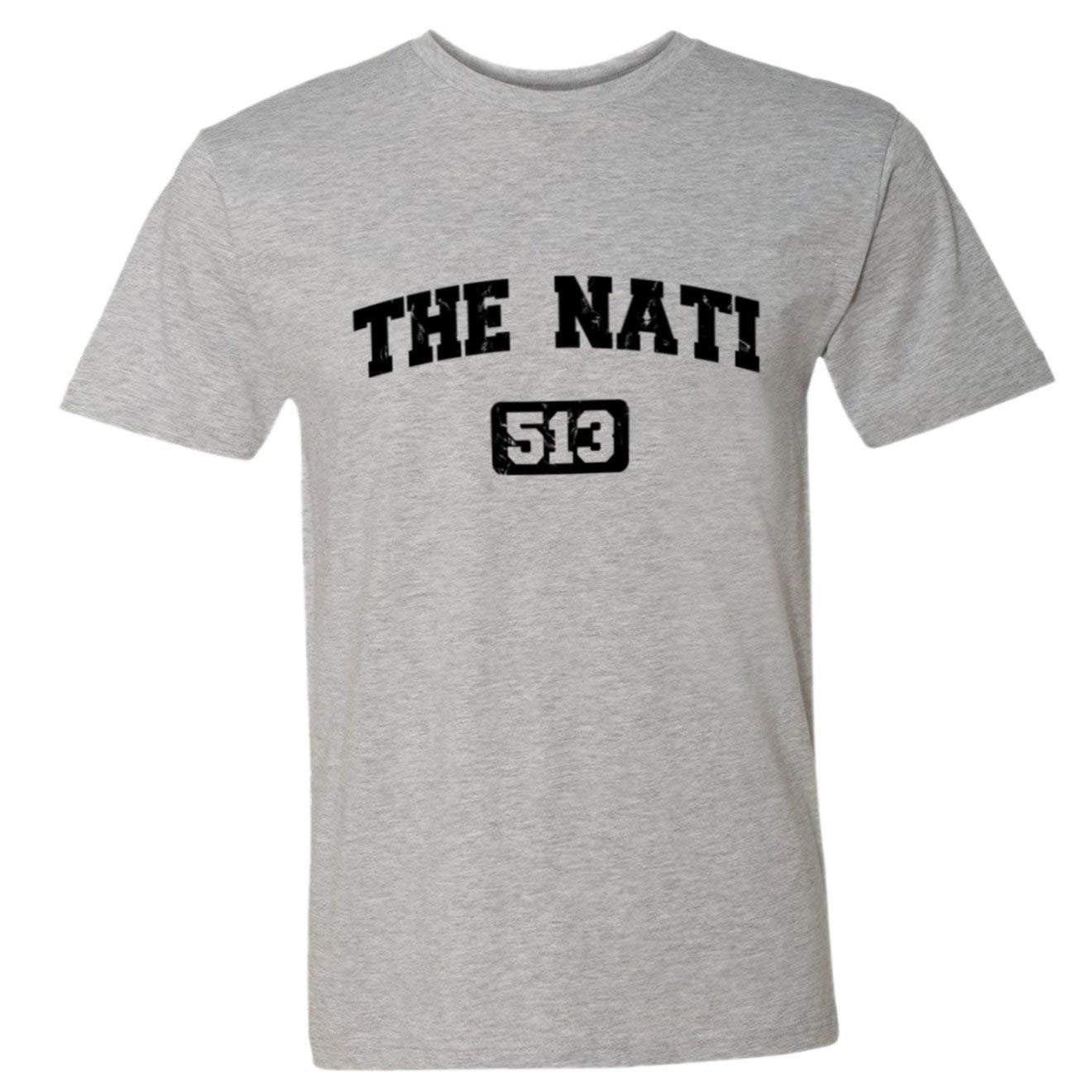 PleaseMeTees™ Mens Cincinnati 513 The NATI Area Code Distressed HQ Tee ...
