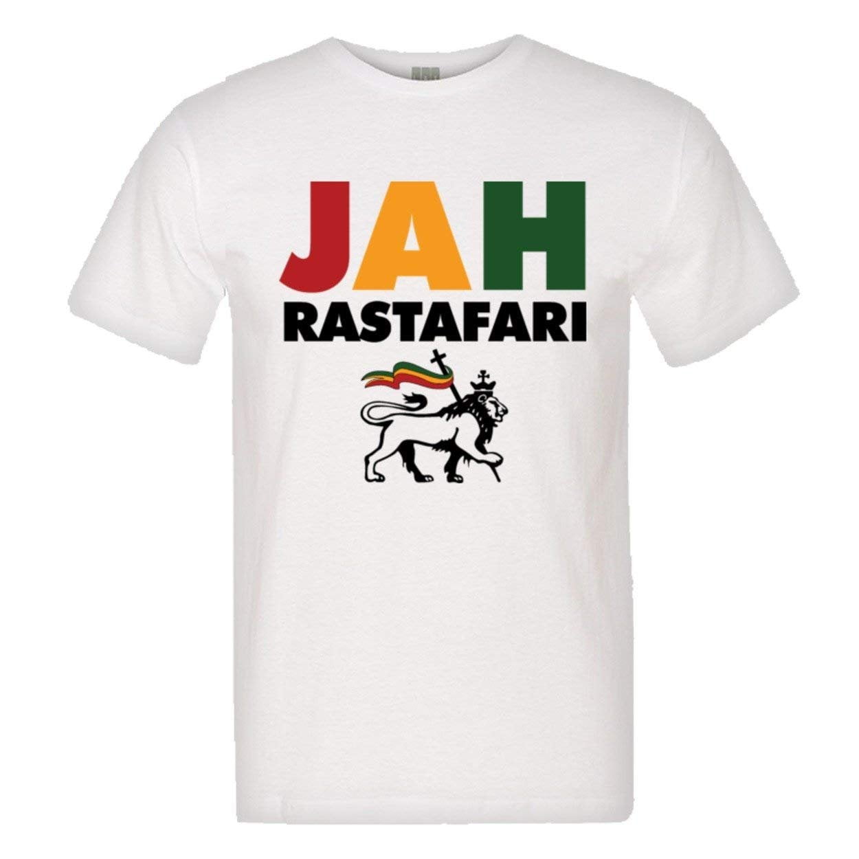 PleaseMeTees™ Mens Jah Mon Jamaica Rastafari Lion Ya HQ Tee - Walmart.com