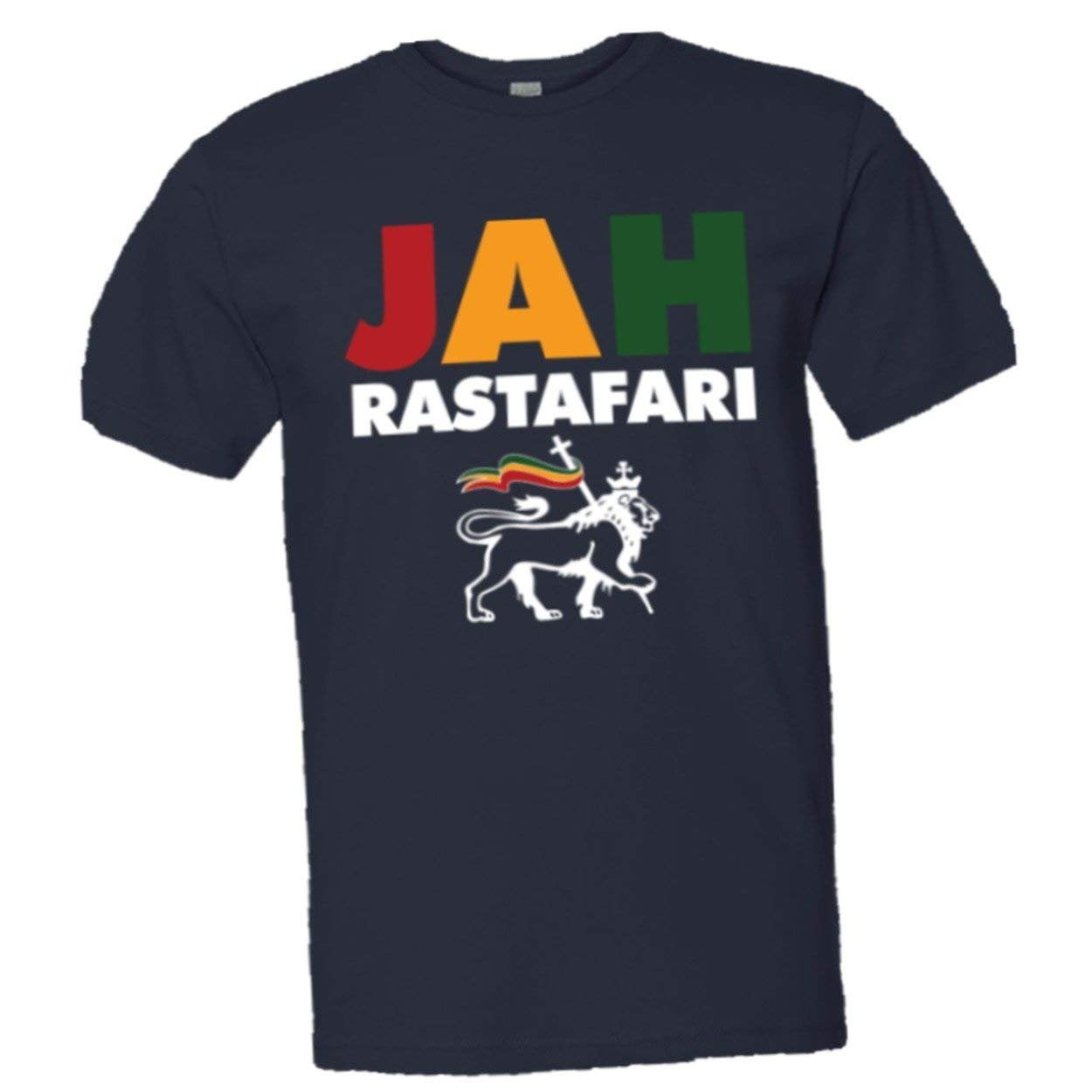 PleaseMeTees™ Mens Jah Mon Jamaica Rastafari Lion Ya HQ Tee - Walmart.com
