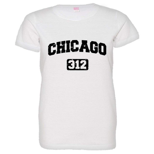 PleaseMeTees™ Womens Chicago 312 Area Code Distressed HQ Tee - Walmart.com