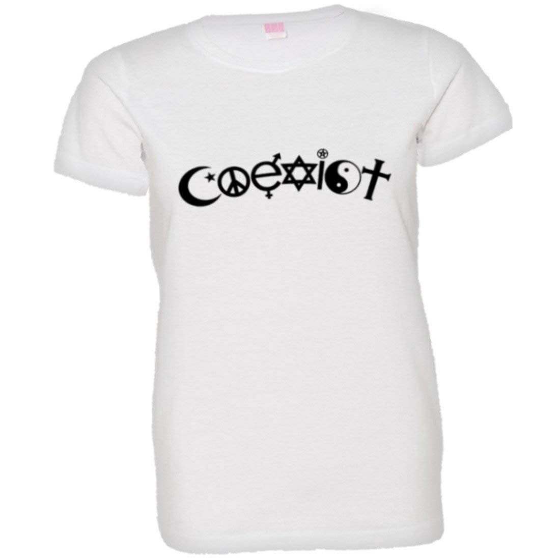 PleaseMeTees™ Womens Classic Arched Coexist Religion Symbols HQ Tee ...