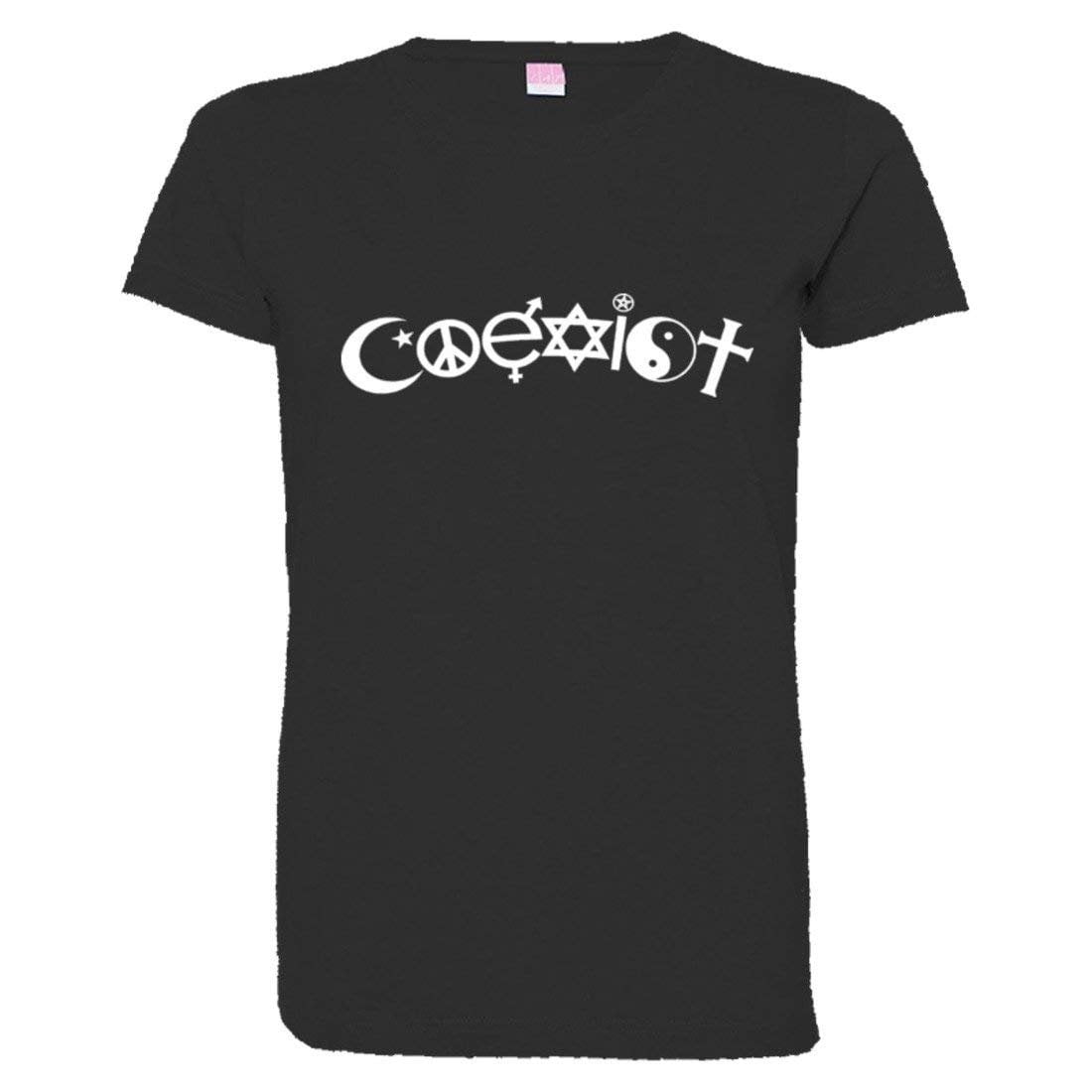 PleaseMeTees™ Womens Classic Arched Coexist Religion Symbols HQ Tee ...