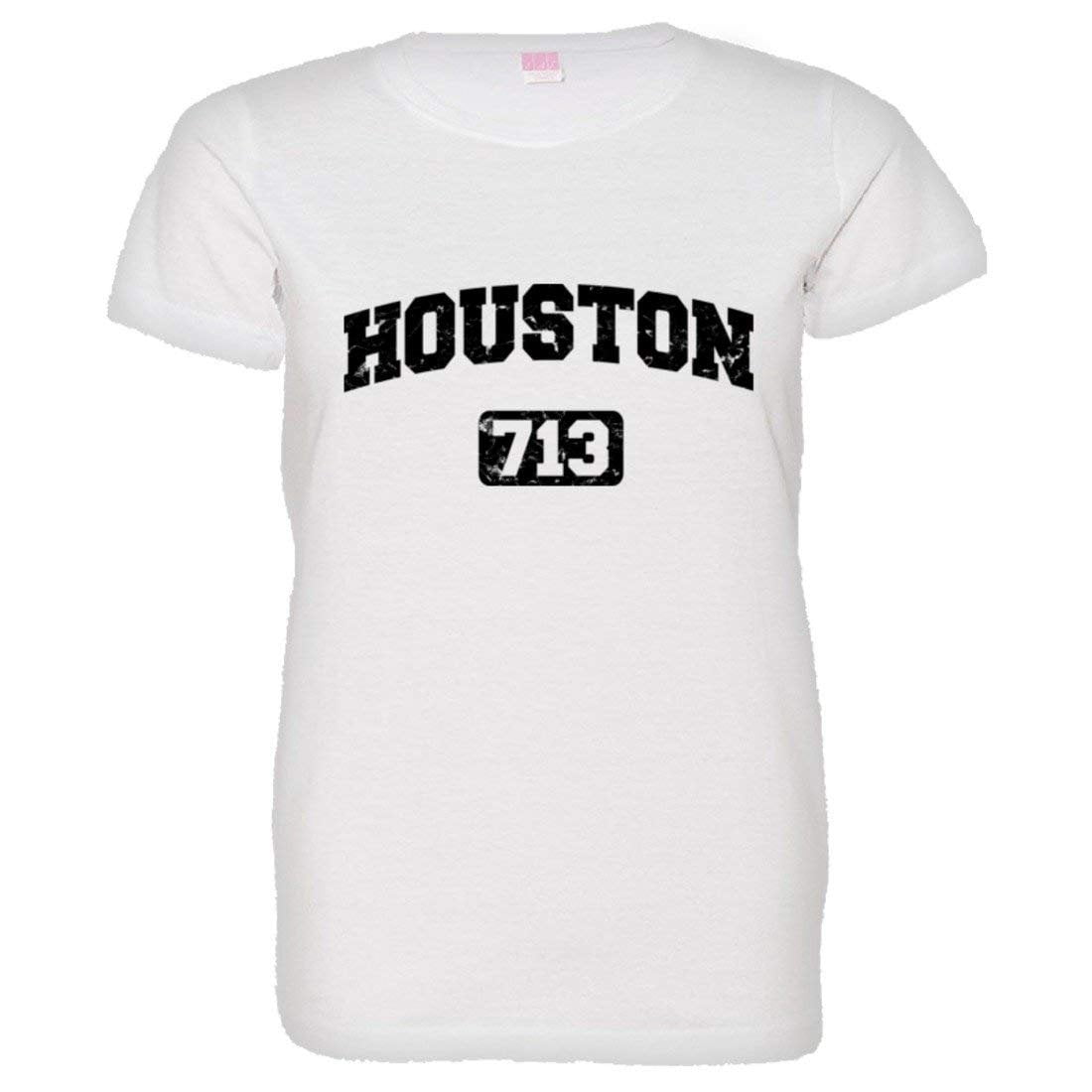 PleaseMeTees™ Womens Houston 713 Area Code Distressed HQ Tee - Walmart.com