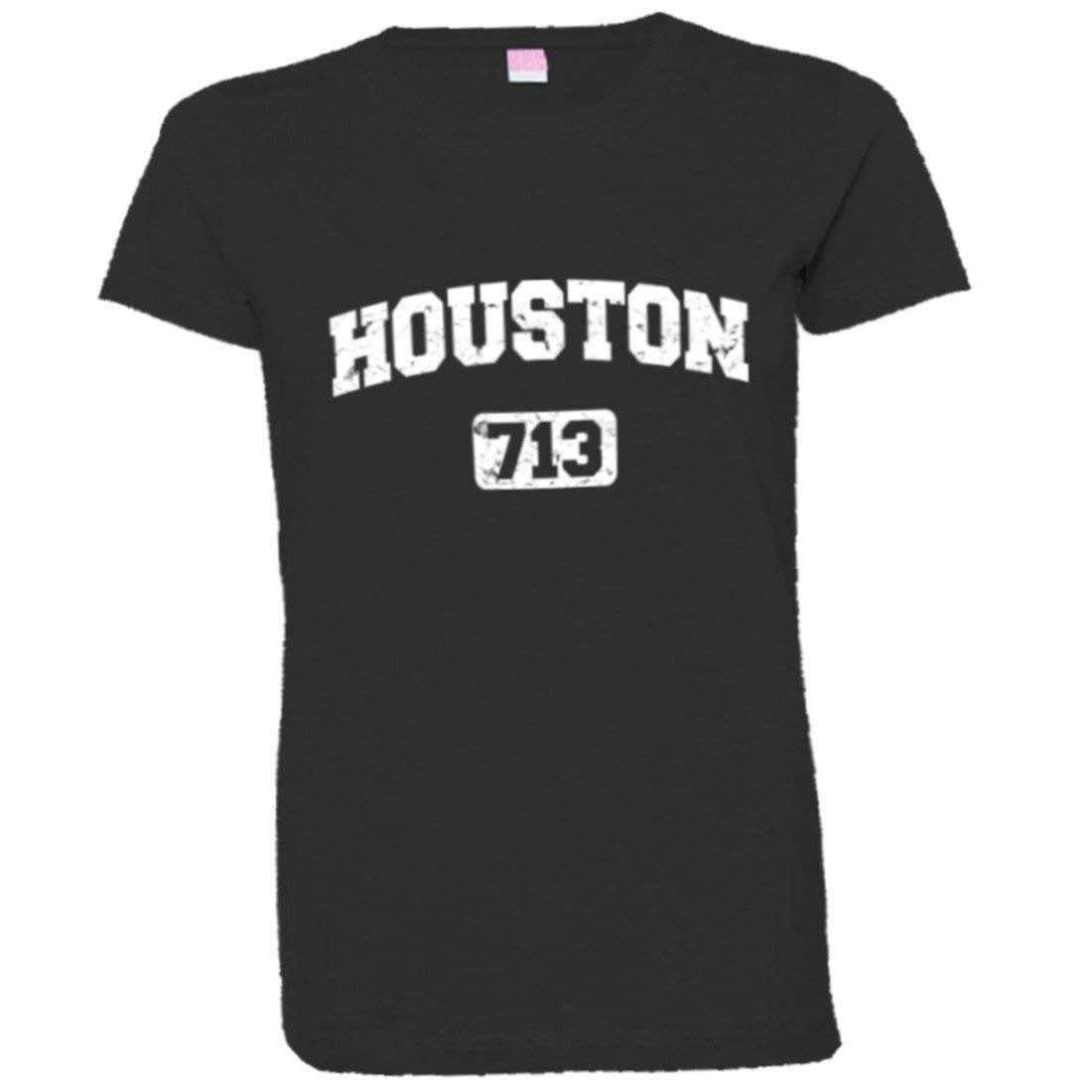 PleaseMeTees™ Womens Houston 713 Area Code Distressed HQ Tee - Walmart.com