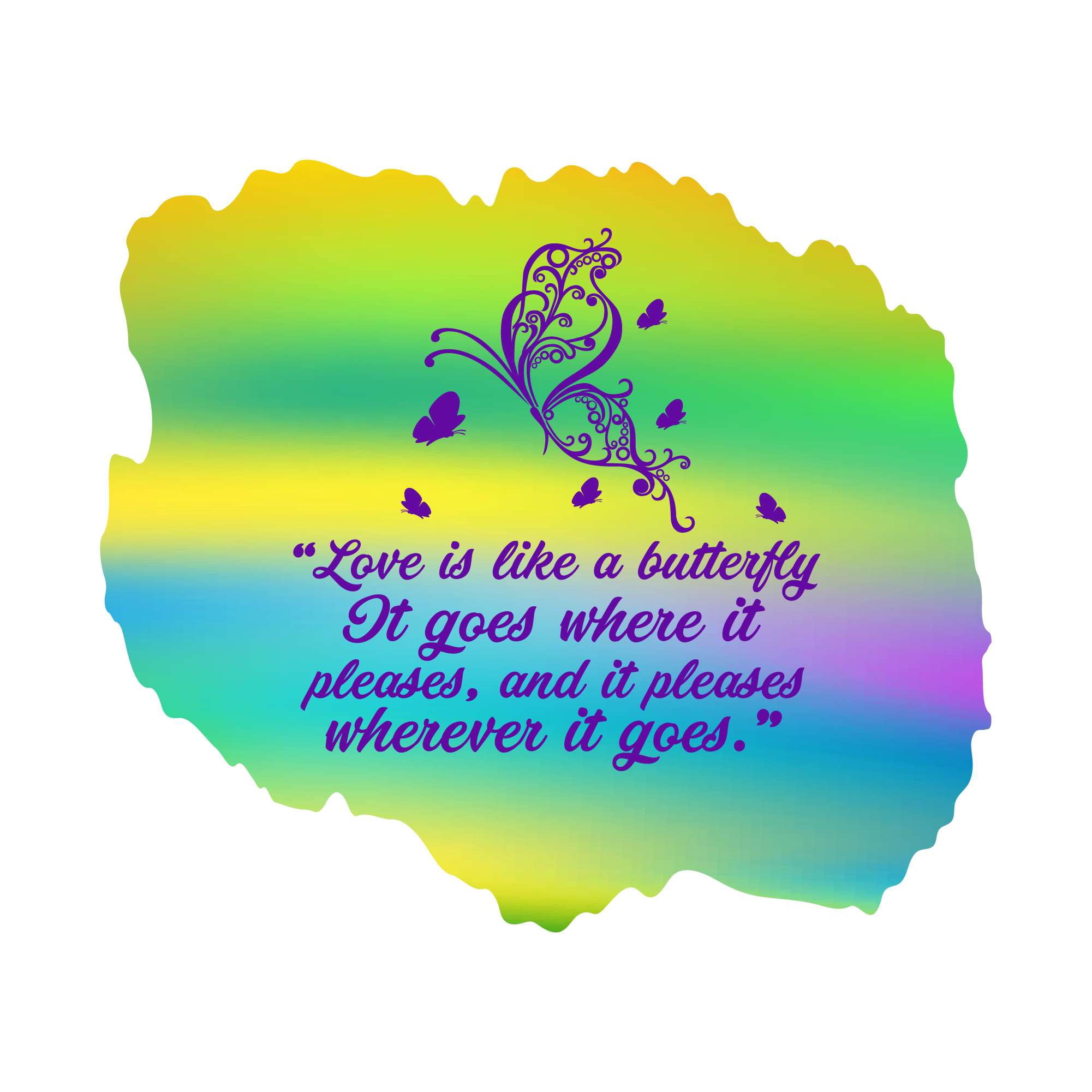 It Pleases Wherever It Goes Love Is Like A Butterfly Love Quote Vinyl ...