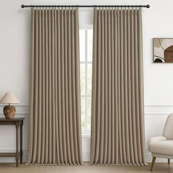Pleat Dark Tan Ceiling Drapes 108 Inches Long 2 Panels Set for Living ...