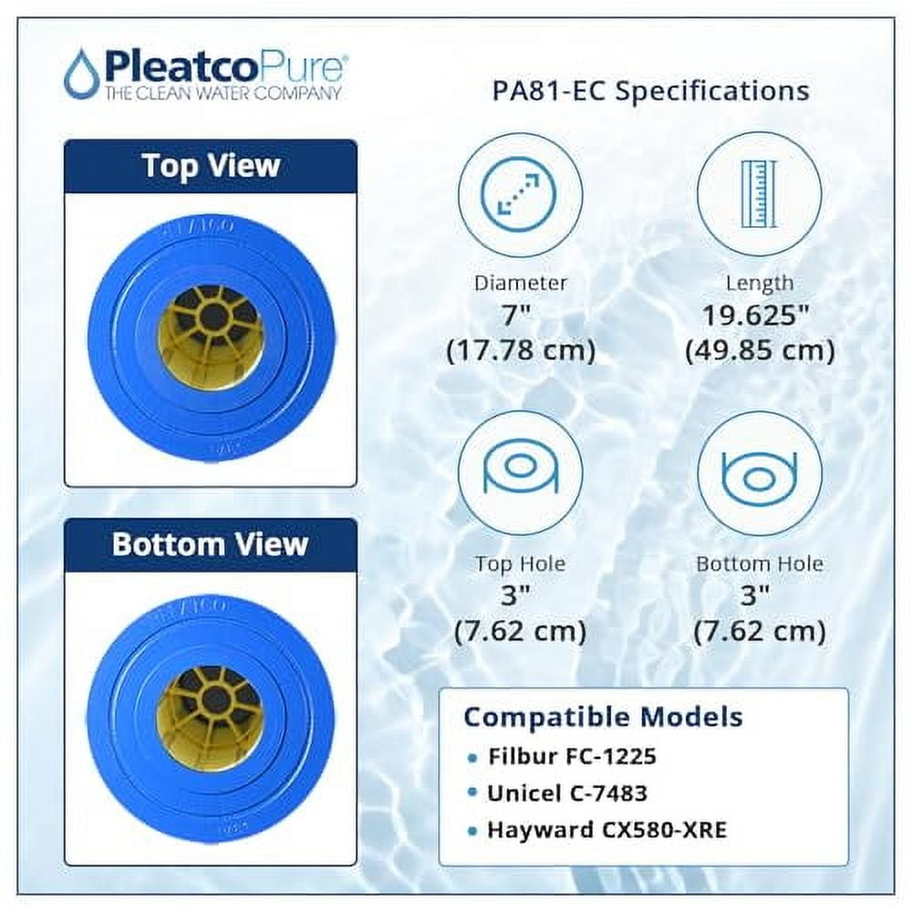 Pleatco PA81-EC Pool Filter Cartridge Replacement for Unicel: C-7483 ...