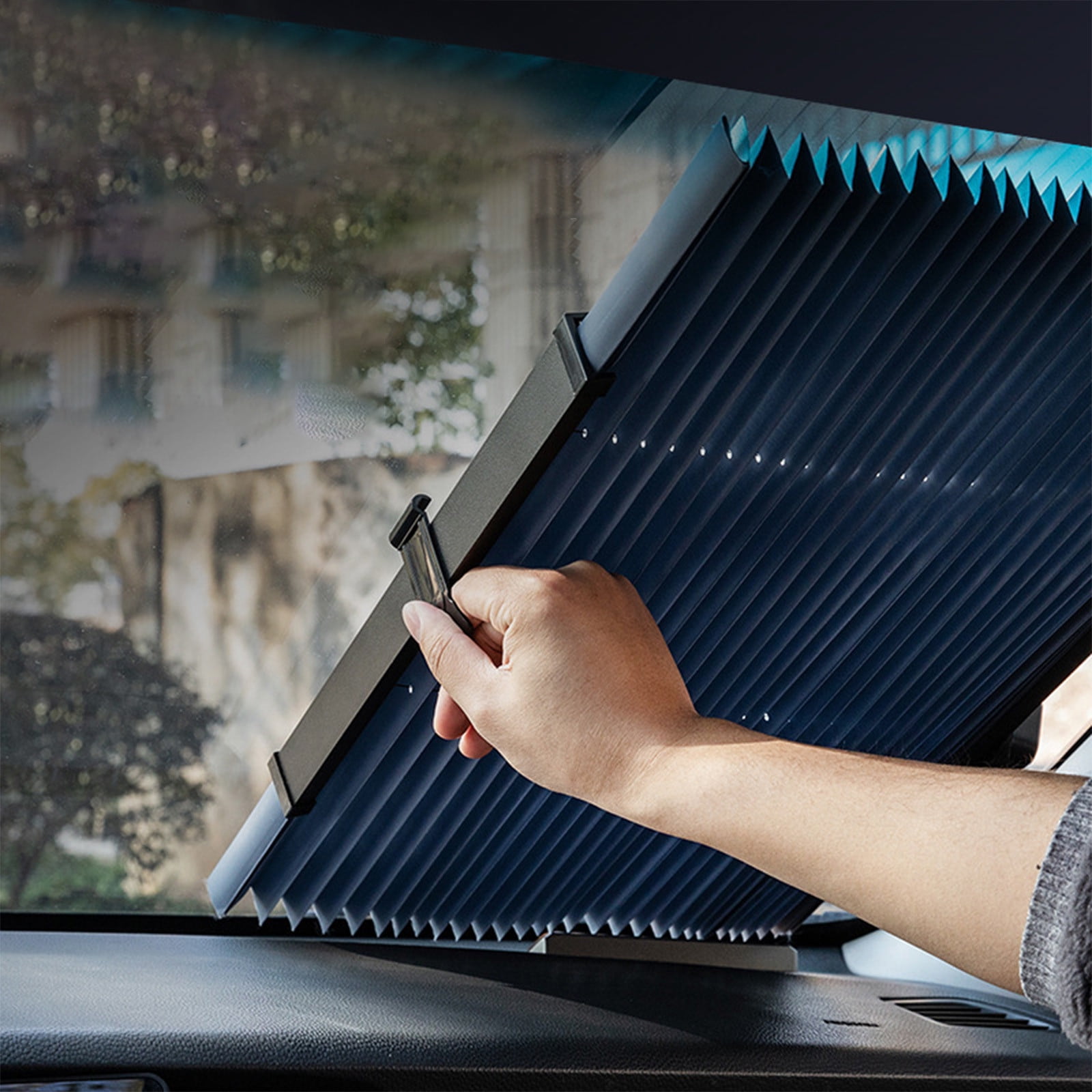 Pleated Blind With Suction Cup Sunscreen No Drilling Blind Retractable ...