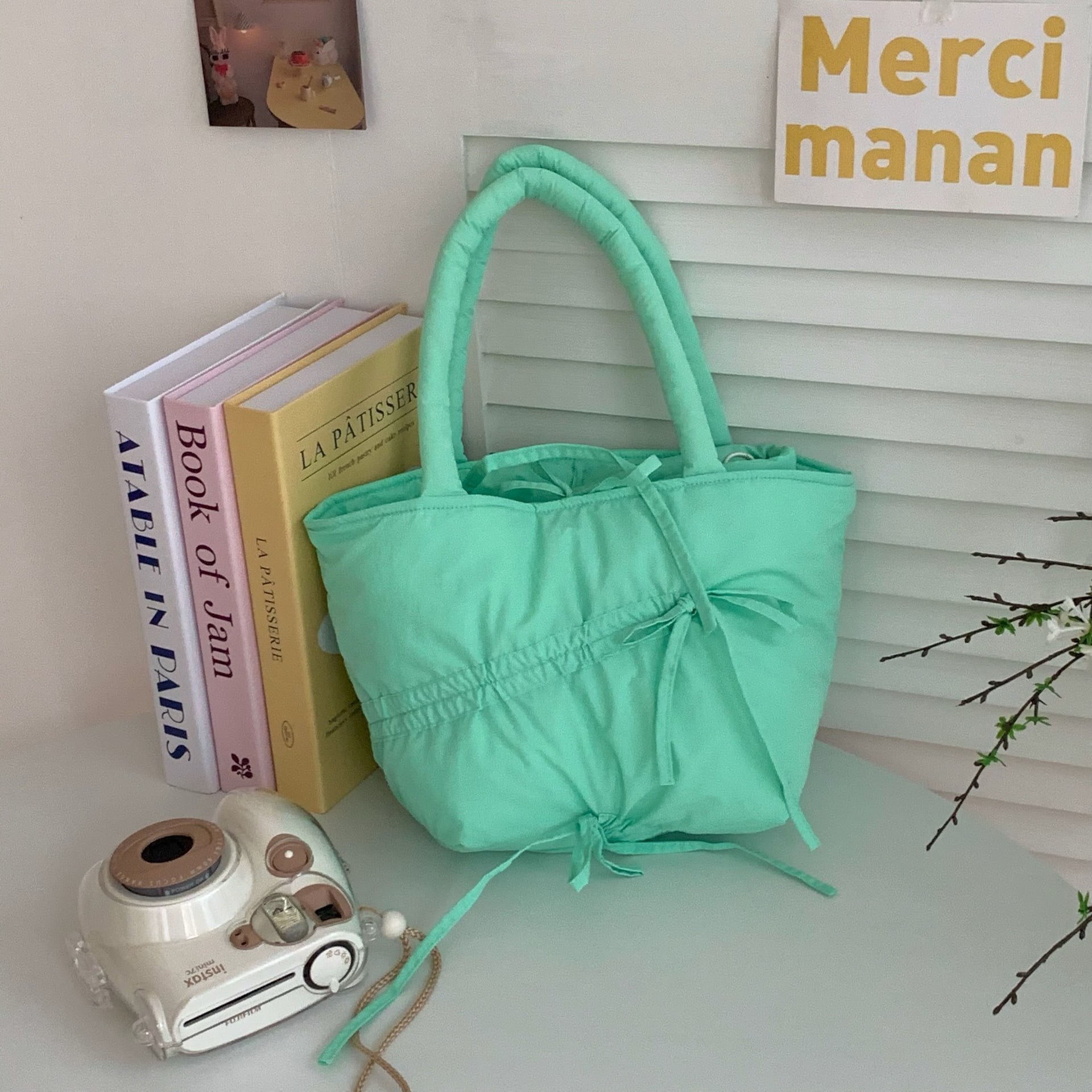 Pleated Design Women's Small Tote Purse Candy Color Girls Cute Mini ...