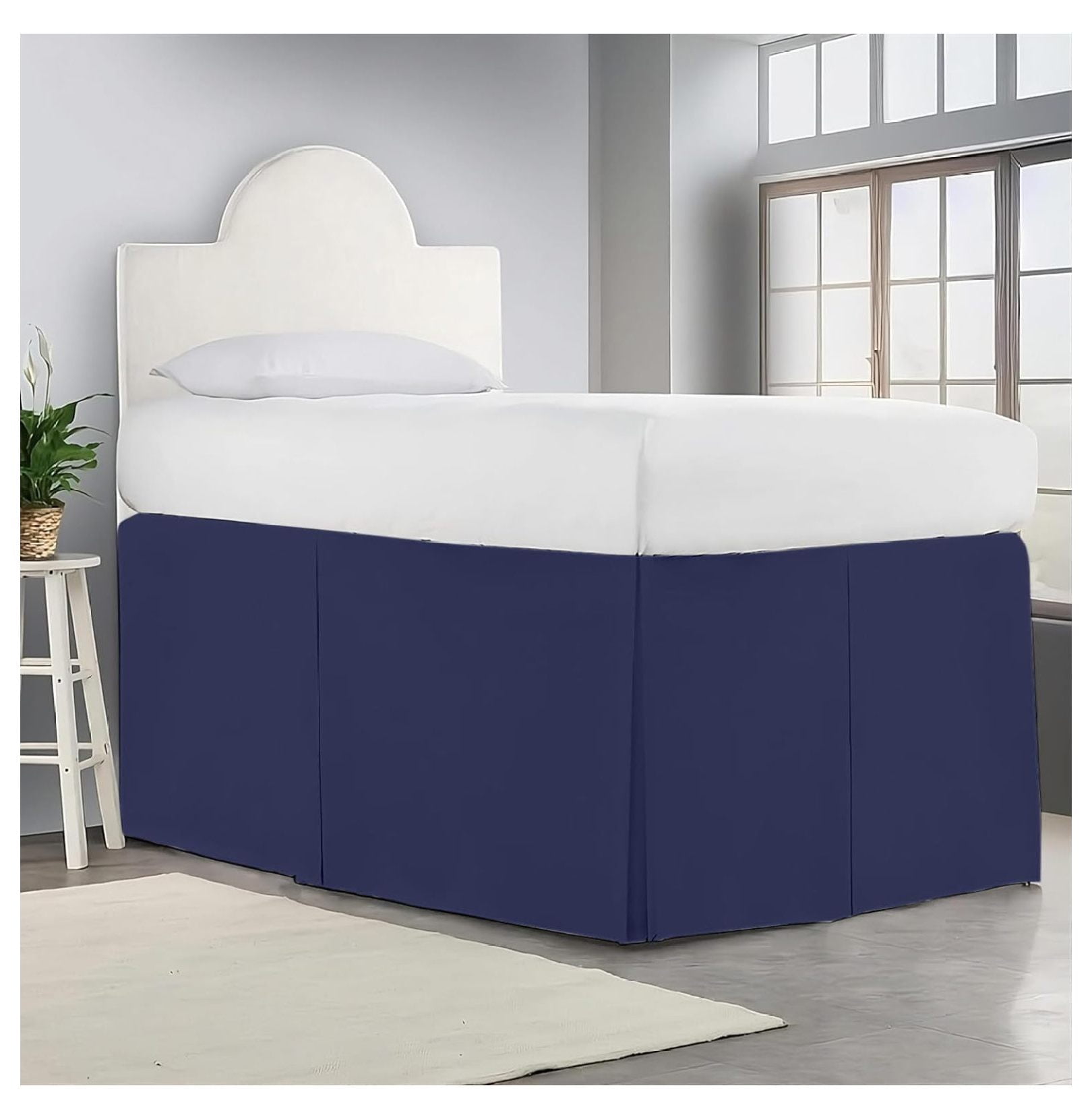 Pleated Dorm Size Bed Skirt - 100% Cotton Blend Fabric Dorm Bed Skirt ...