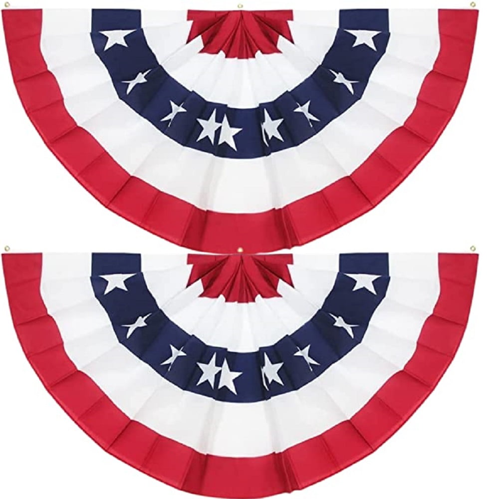 Pleated Fan Flag 2 Pack Patriotic American Bunting Flags For 4Th Of ...