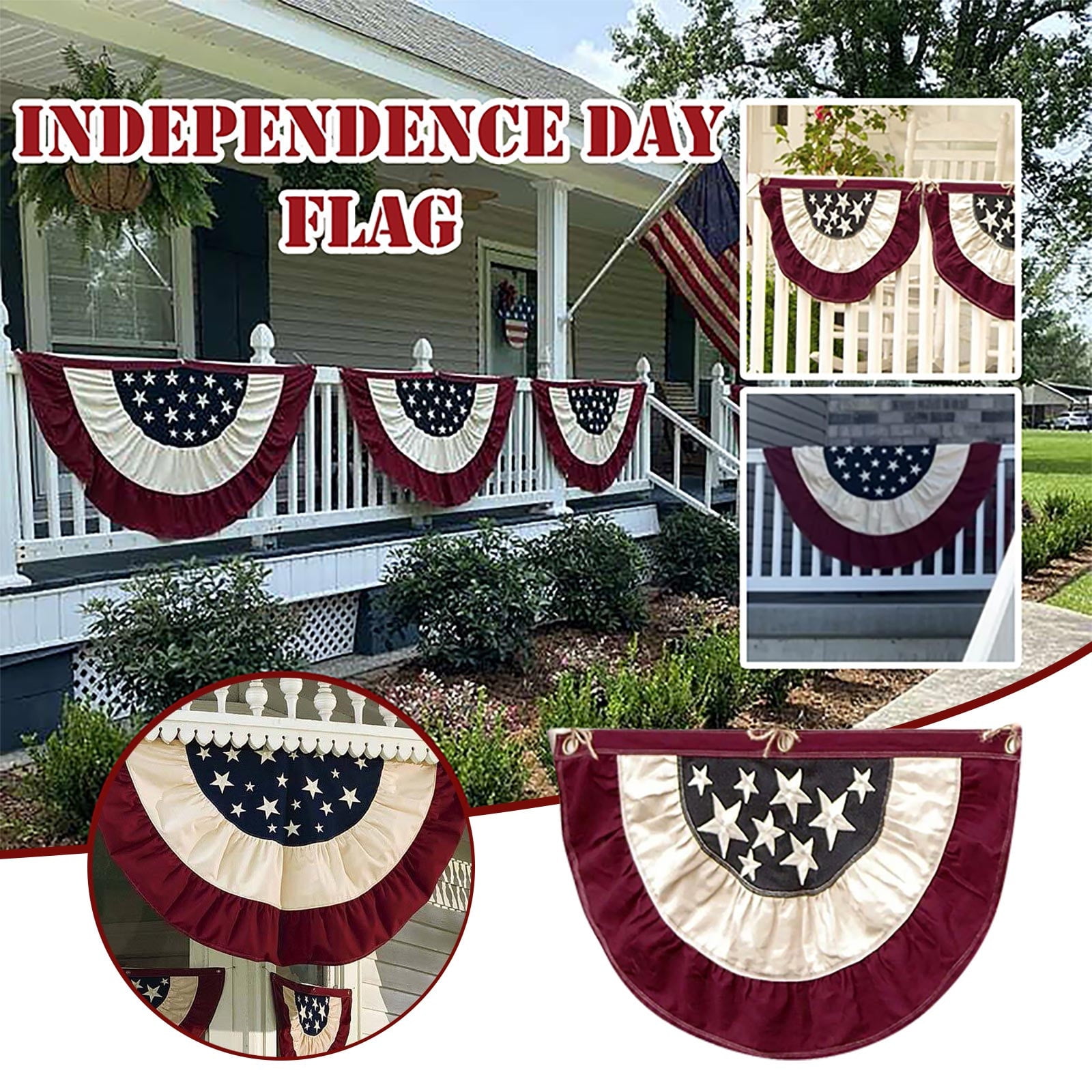 Pleated Fan Flag Flag Bunting With Brass And Zip Ties Patriotic Half ...