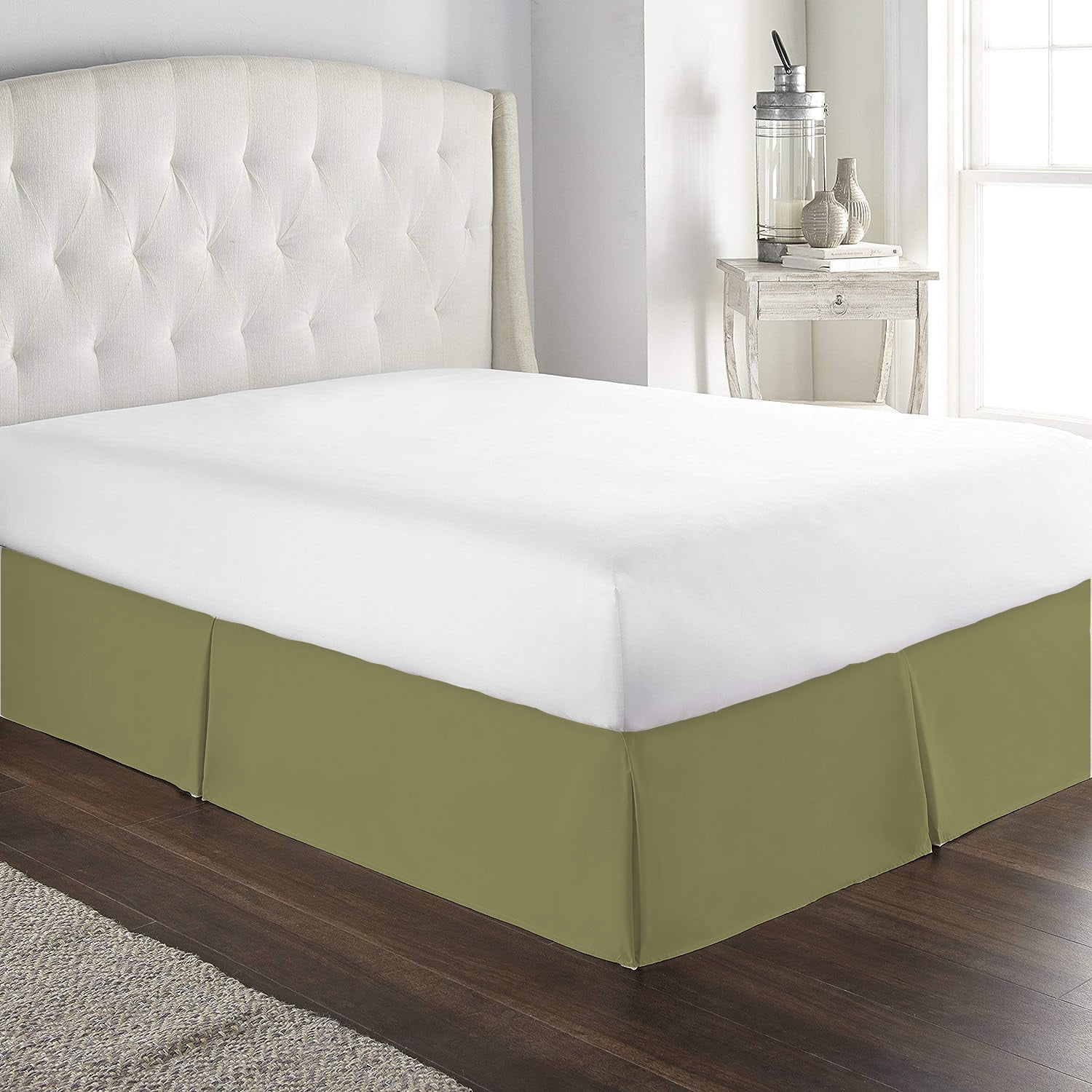 Pleated Bed Skirt - Box Pleated Microfiber Split Corner Bed Skirt ...