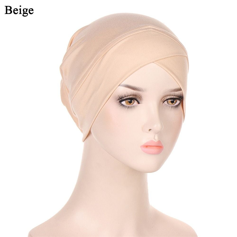 Pleated Headwear Muslim Indian Inner Hijabs Head Wrap Turban Hat Sleep ...