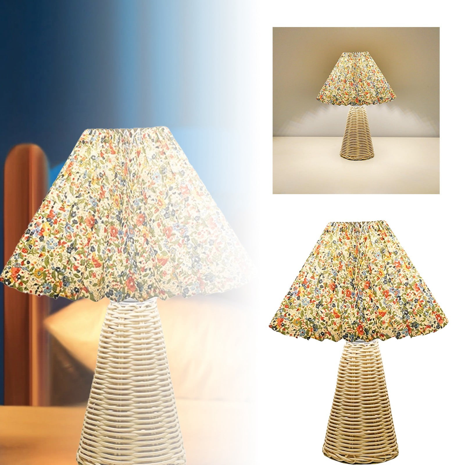 Pleated Lamp - Rattan Lamp, Small Wicker Lamp, Pleated Table Lamp ...