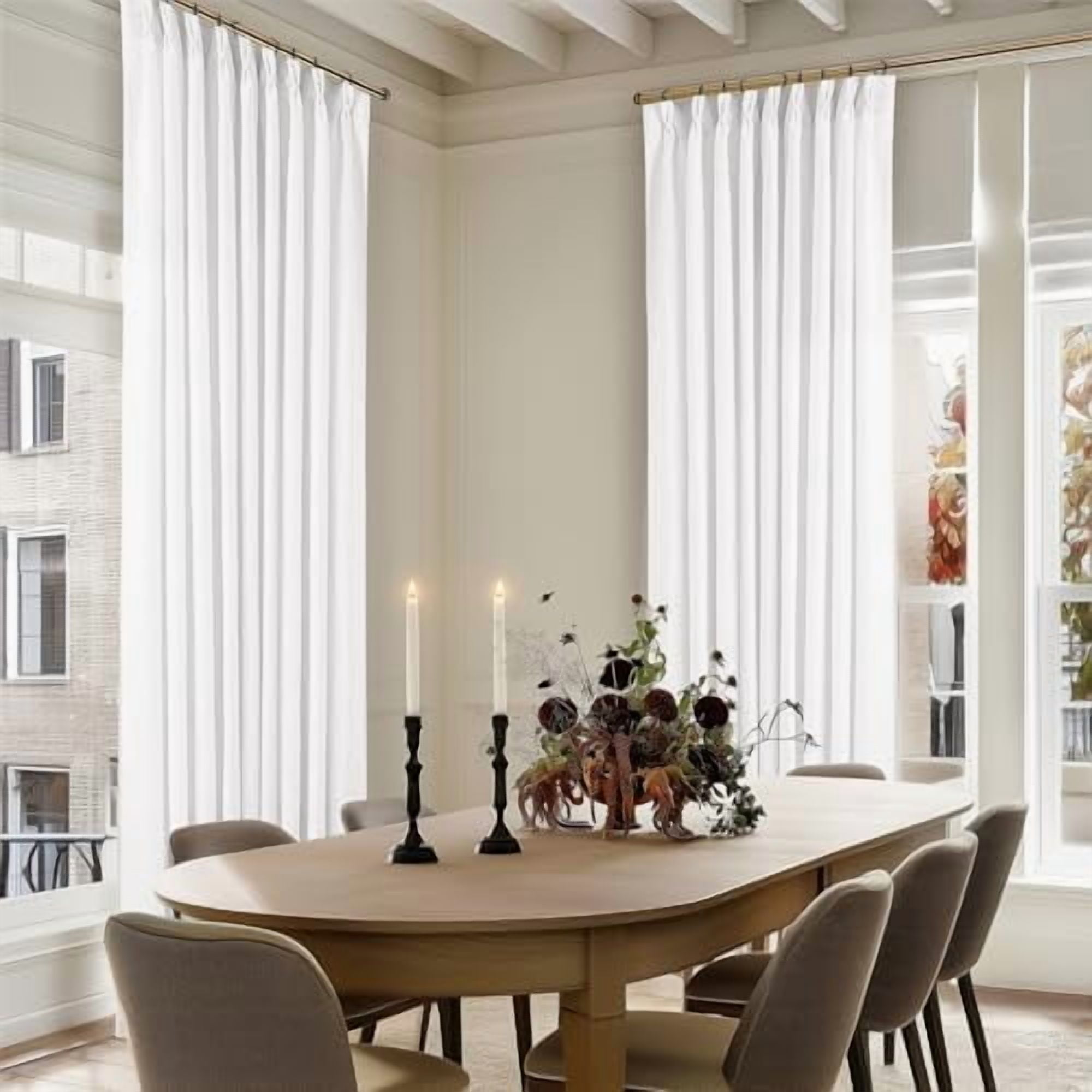 Pleated Linen Curtains 120 Inches Long 60 Inch Width Extra Wide for ...