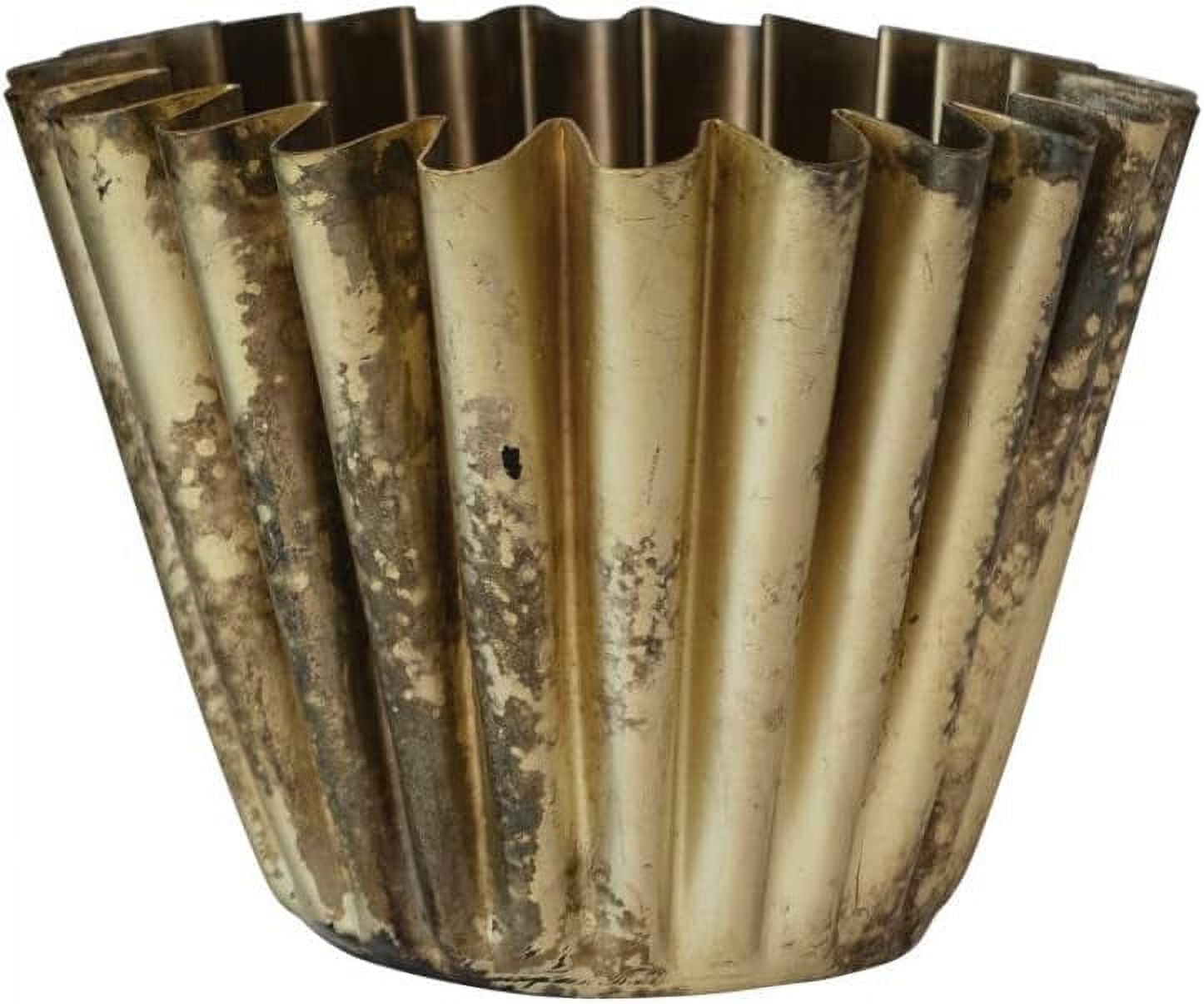 Pleated Metal Vase, Antique Brass Finish Planter - Walmart.com
