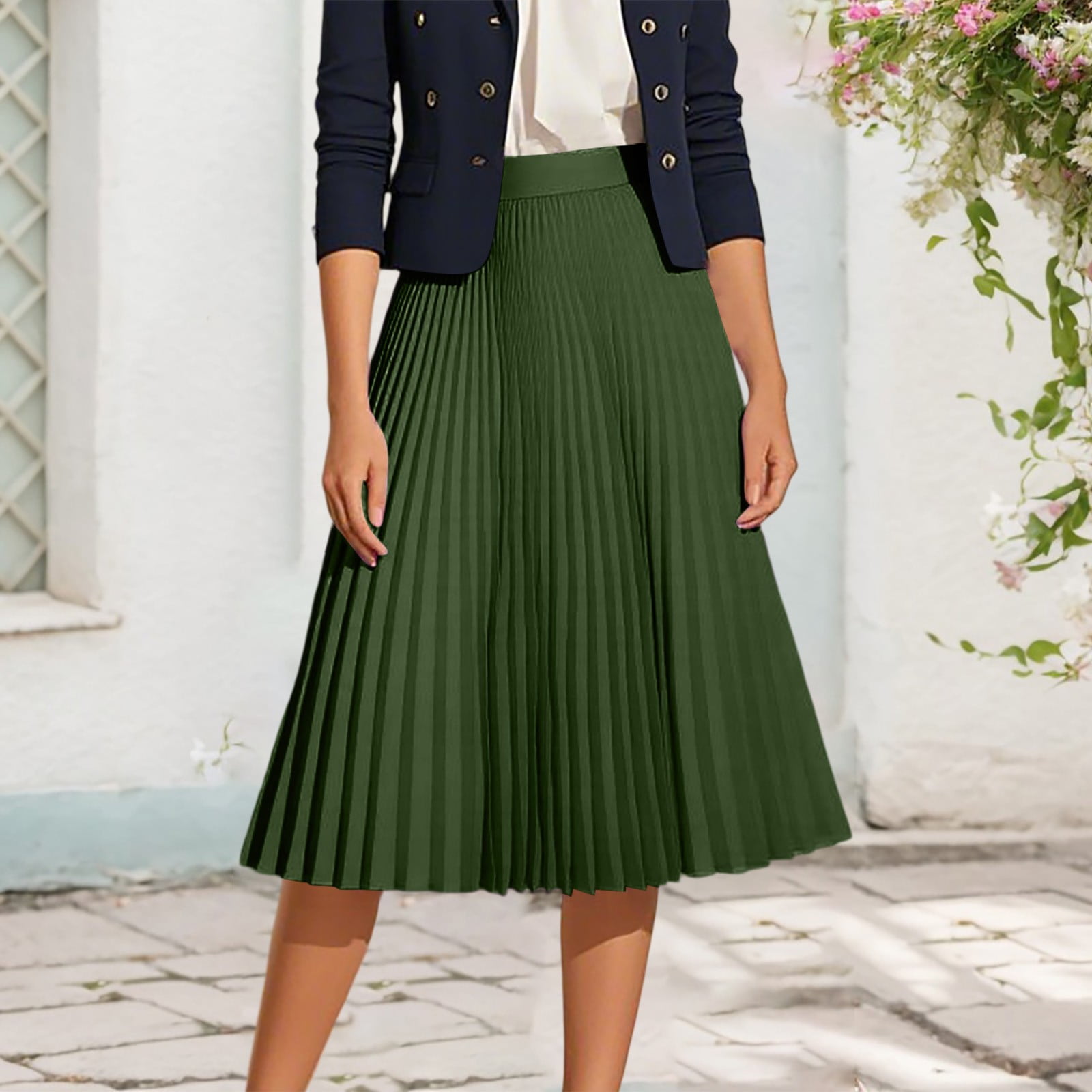 Pleated Midi Skirt For Everyday Casual Wear For Summer And Versatile ...