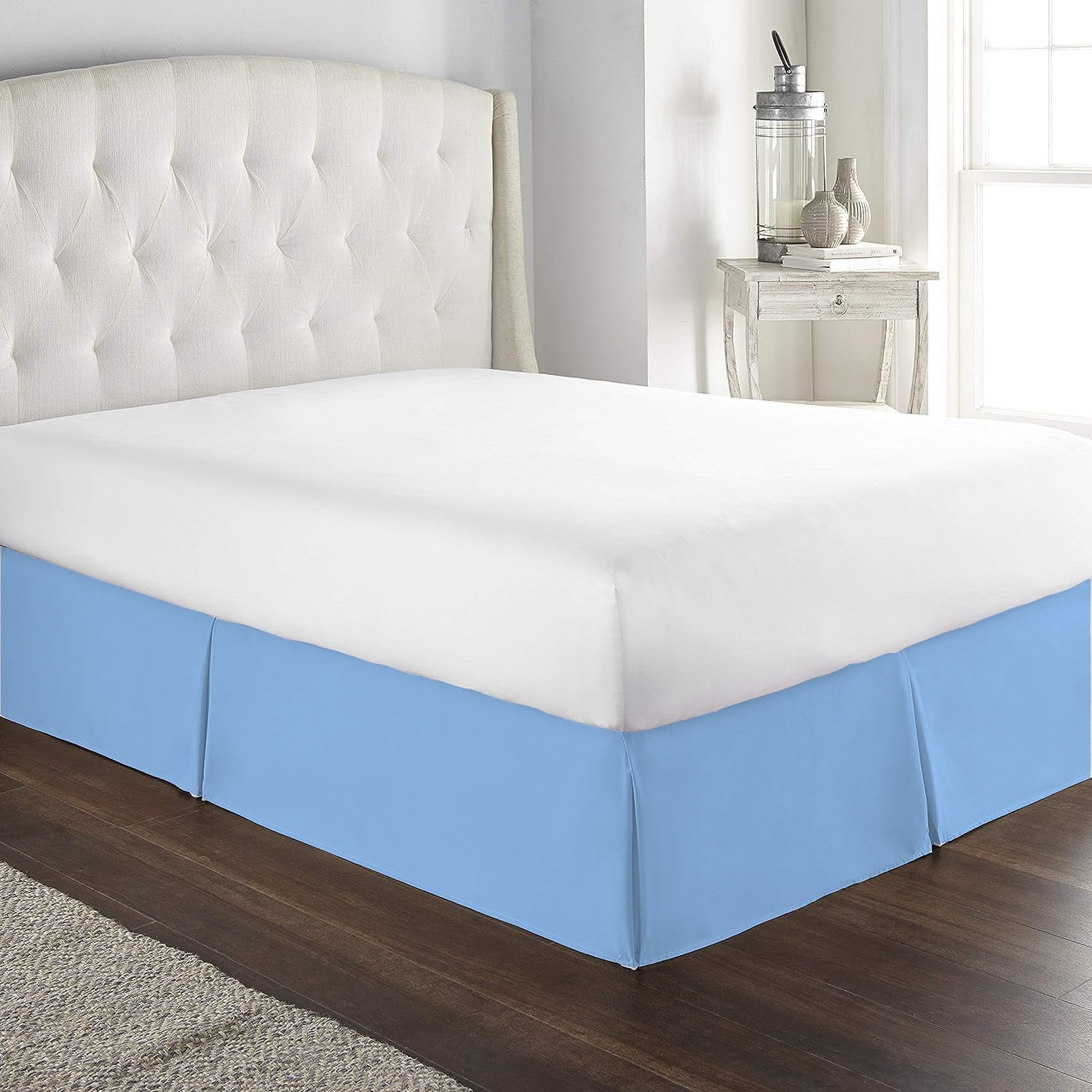 Pleated Bed Skirt - Box Pleated Microfiber Split Corner Bed Skirt ...