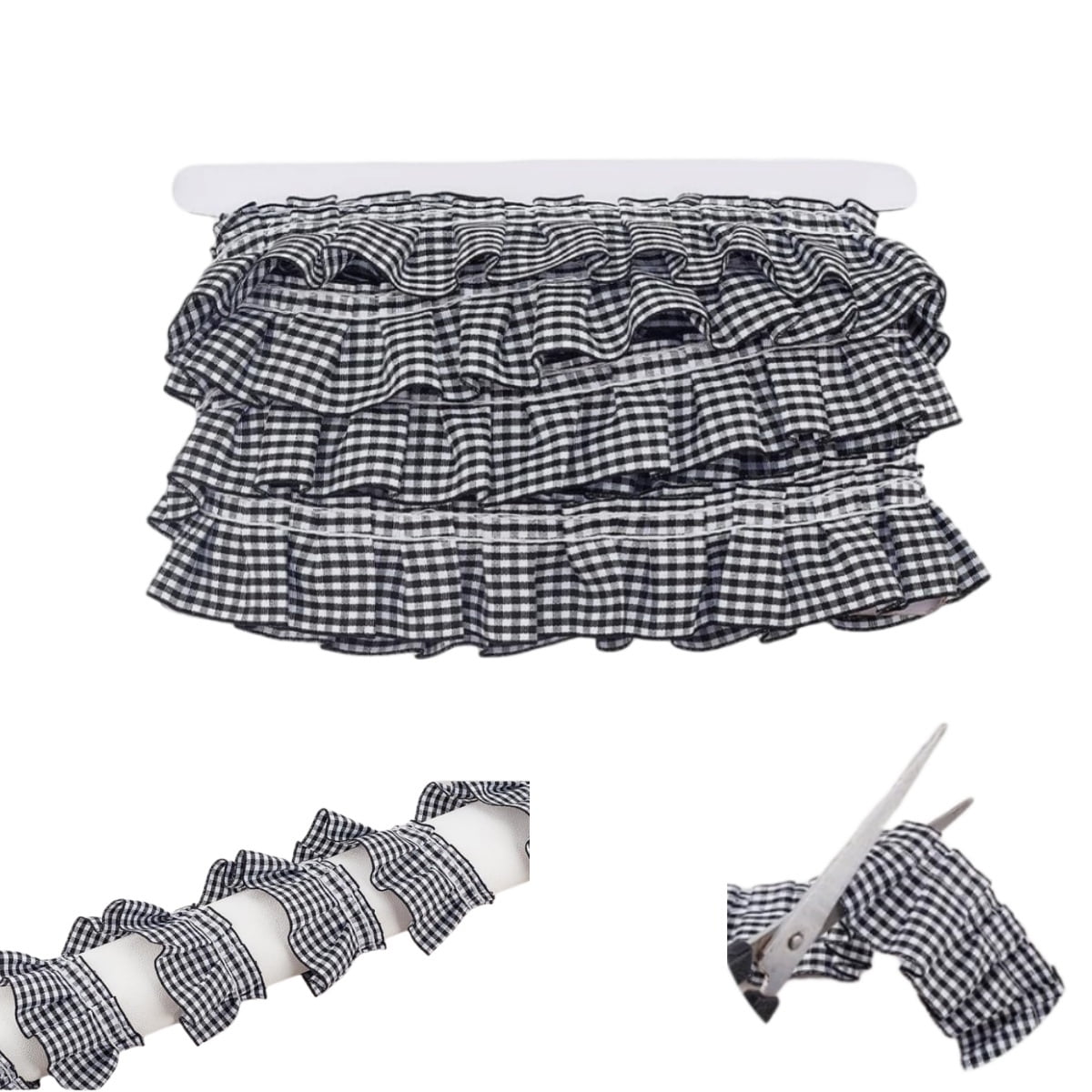 Pleated Ruffle Edge Decoration,QZS Gingham Edge Trim,1Pack,Reusable ...