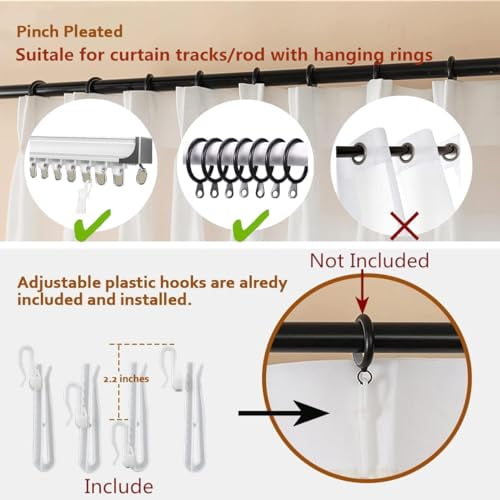 Pleated Sheers Curtains for Track System, Sliding Door Curtain Grey ...