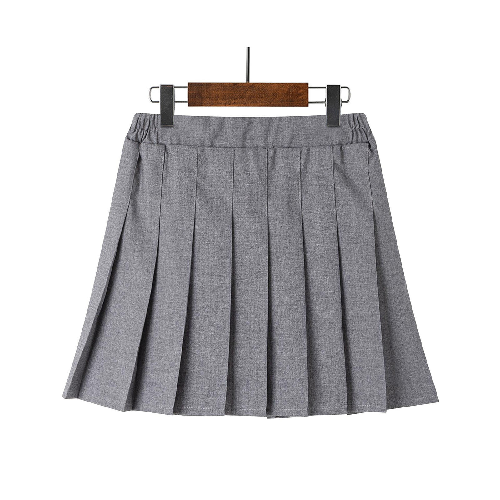 Pleated Skirts for Teens Girls with Lining Cotton Elastic Waisted Solid ...