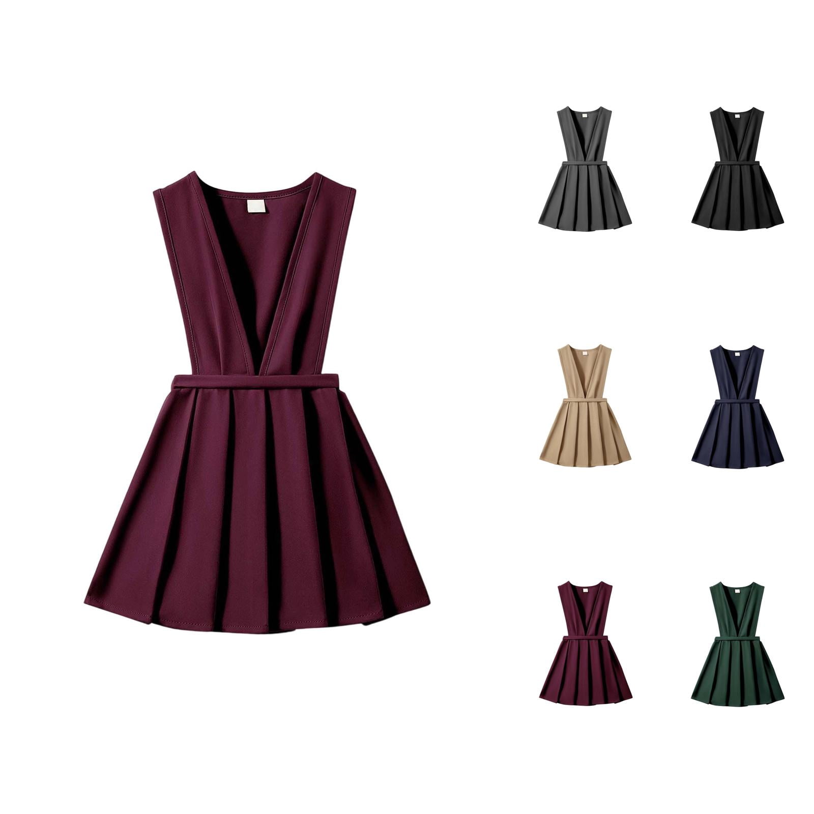 Pleated Suspender School Dress – Preppy Uniform Gown Ages 2-9, Back-to ...