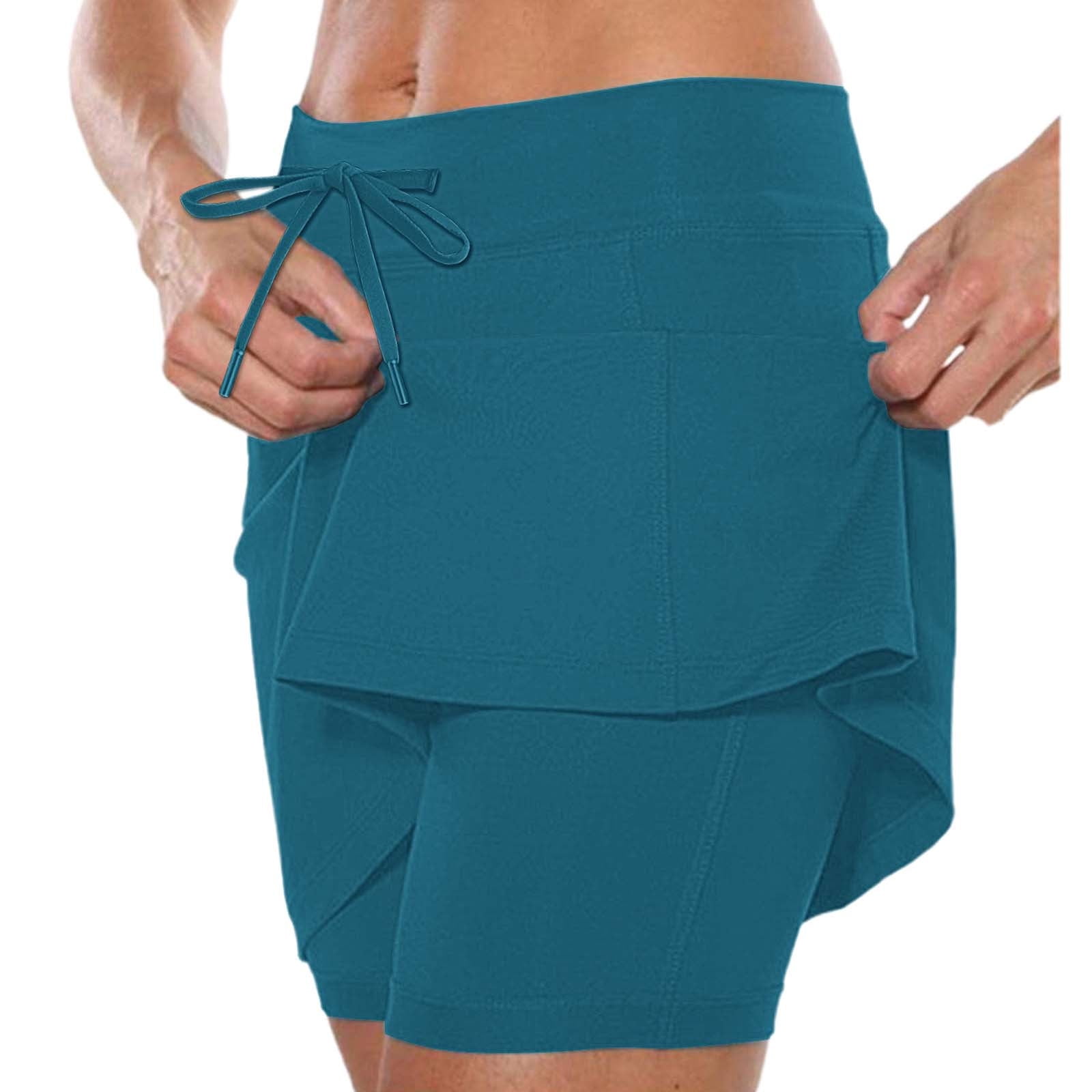 Pleated Tennis Skirt for Women with Shorts Solid Color Inner Shorts ...