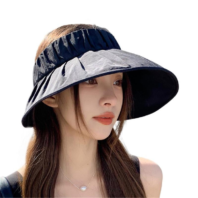 Pleated Visor Hat Wide Brims Adjust Size Sun Hat Spring Summer Empty ...