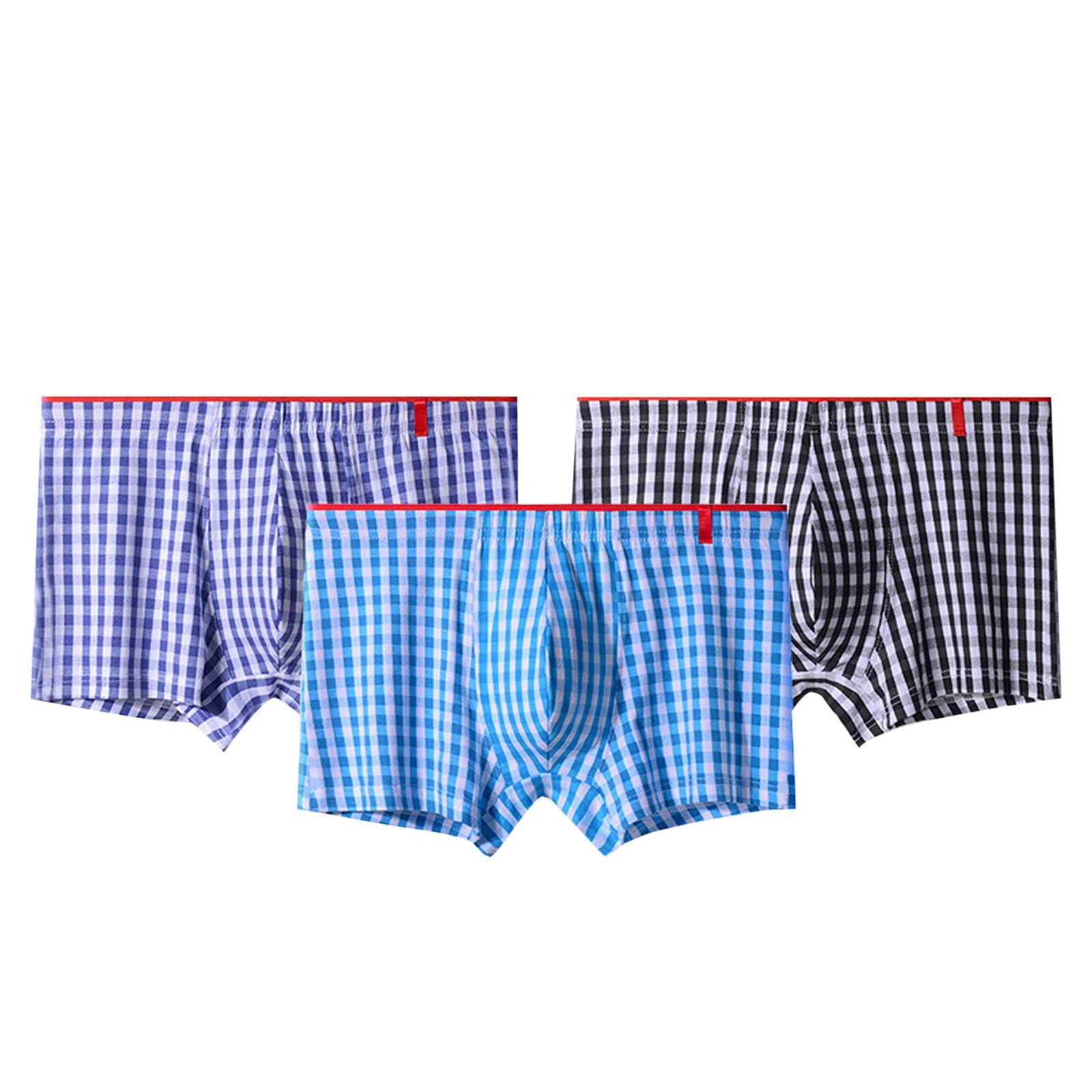 Plebaso Men's Plaid Boxer Briefs Breathable Cotton Underwear for Men ...